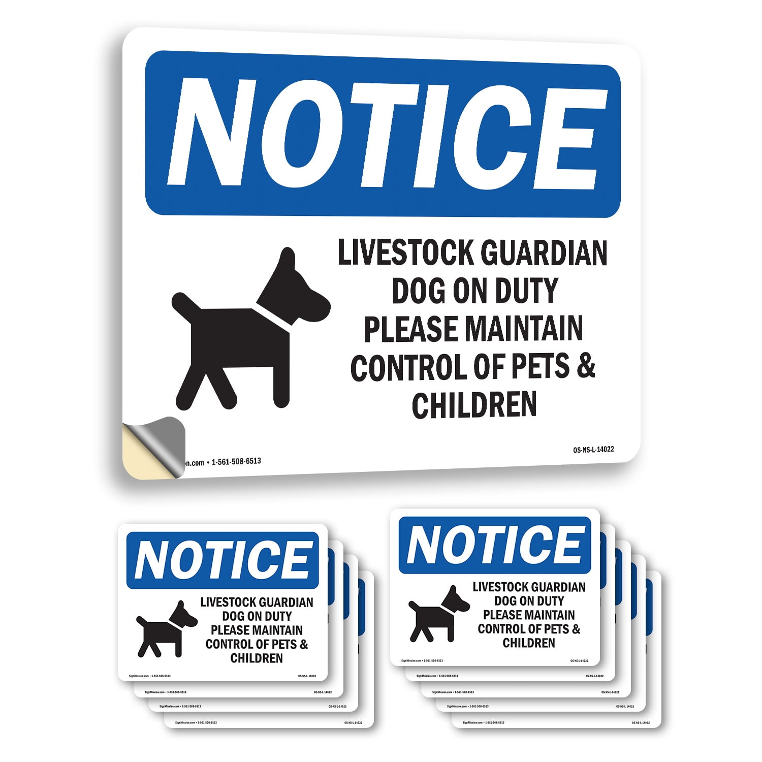 Livestock Guardian Dog On Duty With Symbol OSHA Notice Vinyl Decal ...