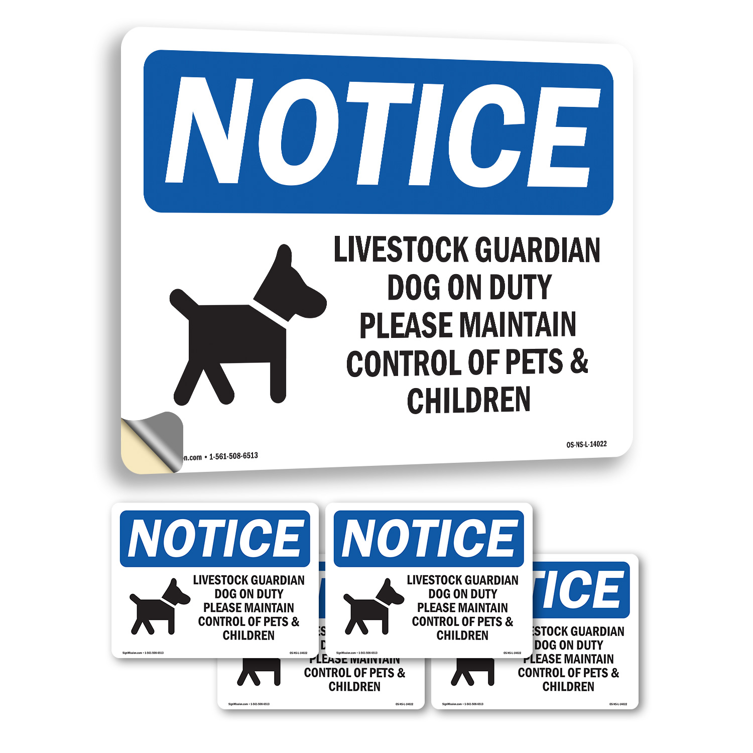 Livestock Guardian Dog On Duty With Symbol OSHA Notice Vinyl Decal ...