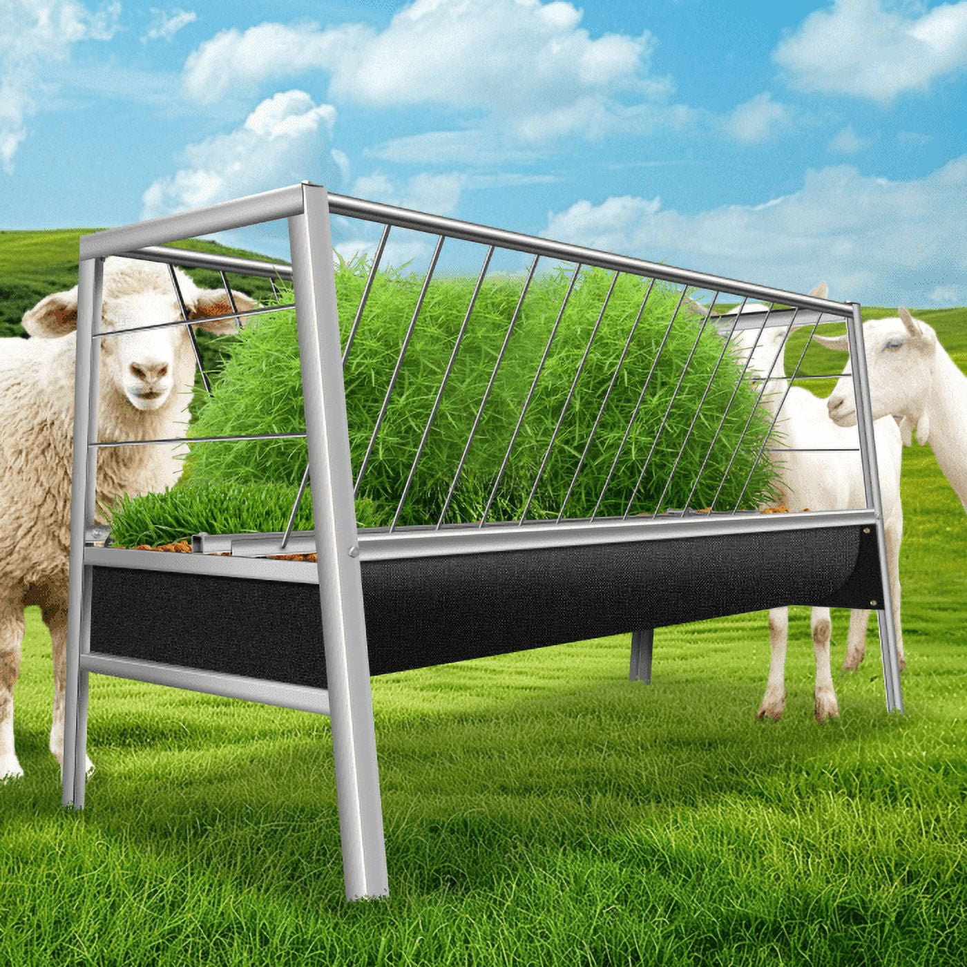 Livestock Hay Feeder, 77-Gallon Capacity Pasture Feeder with Deeper ...