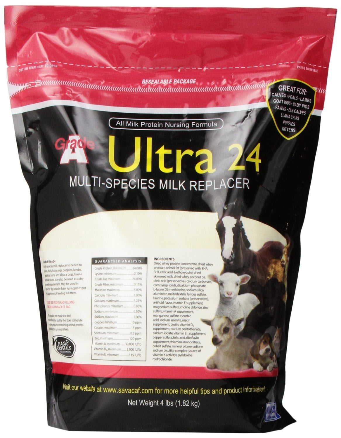 Sav-A-Caf Ultra 24 Multi-Species Milk Replacer for Calves 4 lbs ...