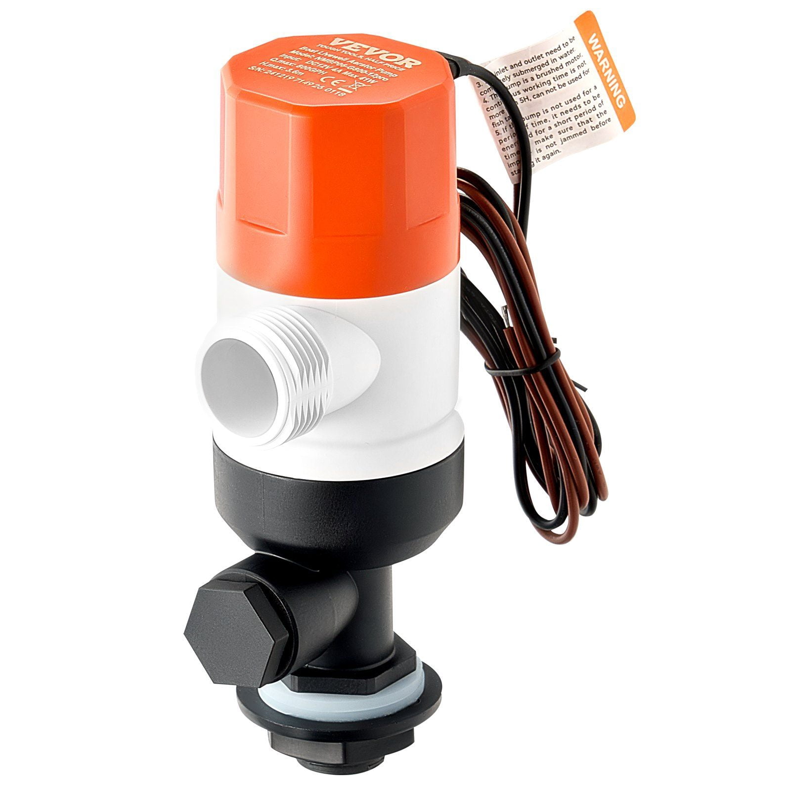 Livewell Pump 12V 800 GPH Straight Aerator Dual Inlet ABA Housing ...