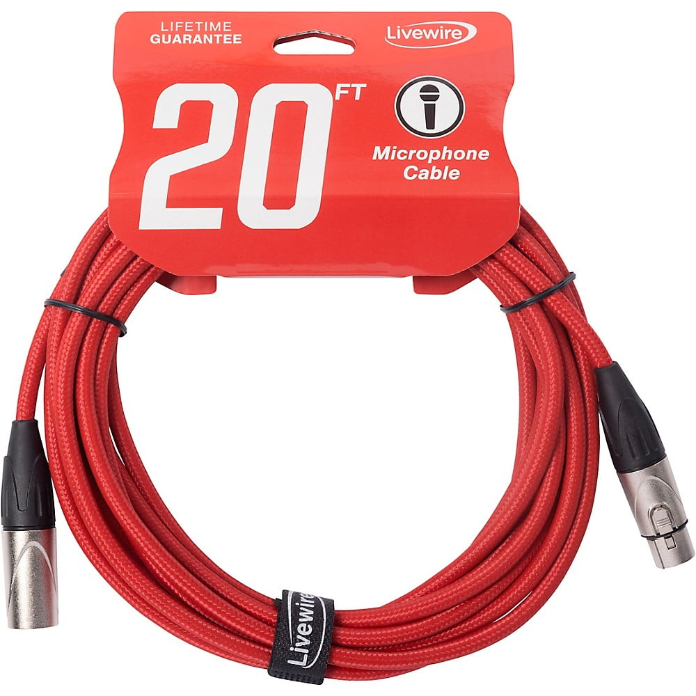Livewire Braided XLR Microphone Cable 20 ft. Scarlet Riff - Walmart ...