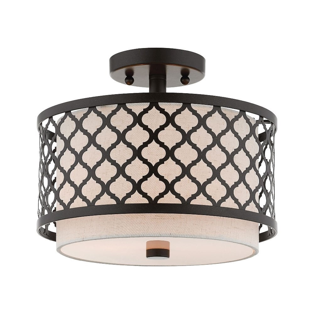 Livex Lighting Arabesque 2 Light Semi Flush Mount in English Bronze ...