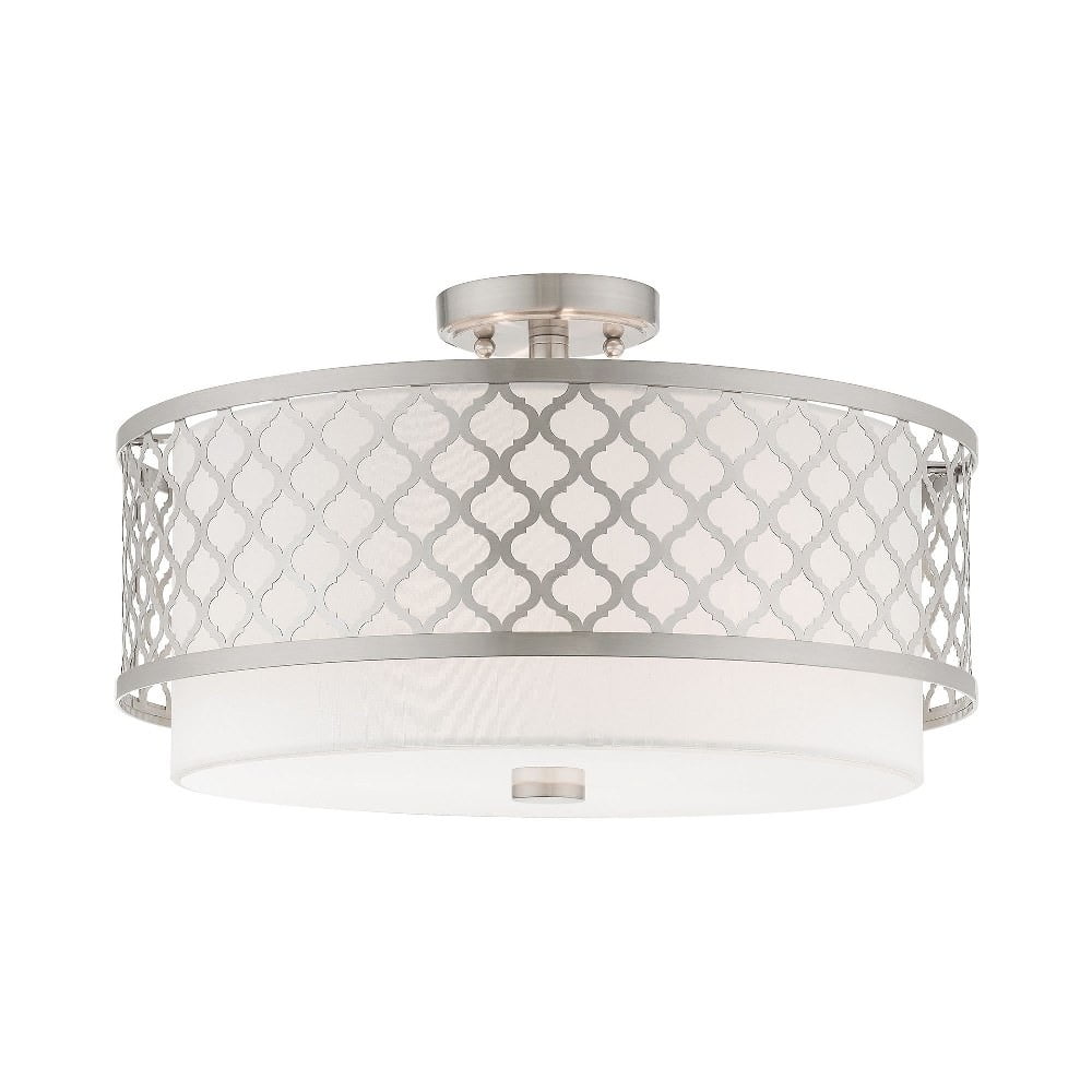 Livex Lighting Arabesque 3 Light Brushed Nickel Indoor Flush Mount ...