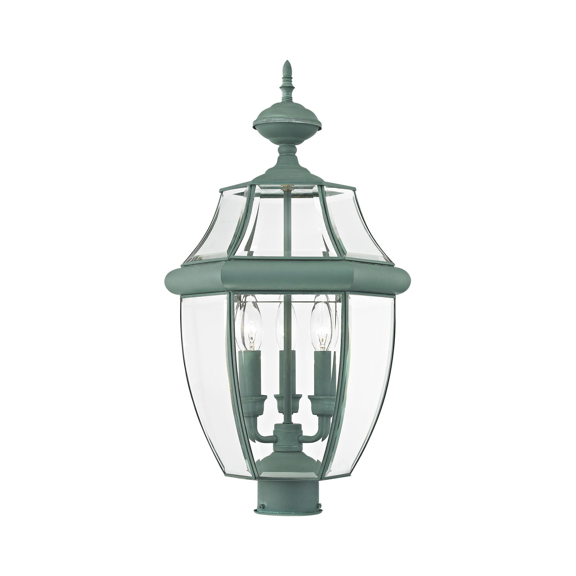 Livex Lighting Monterey 3 Light Verdigris Outdoor Post Top Lantern ...