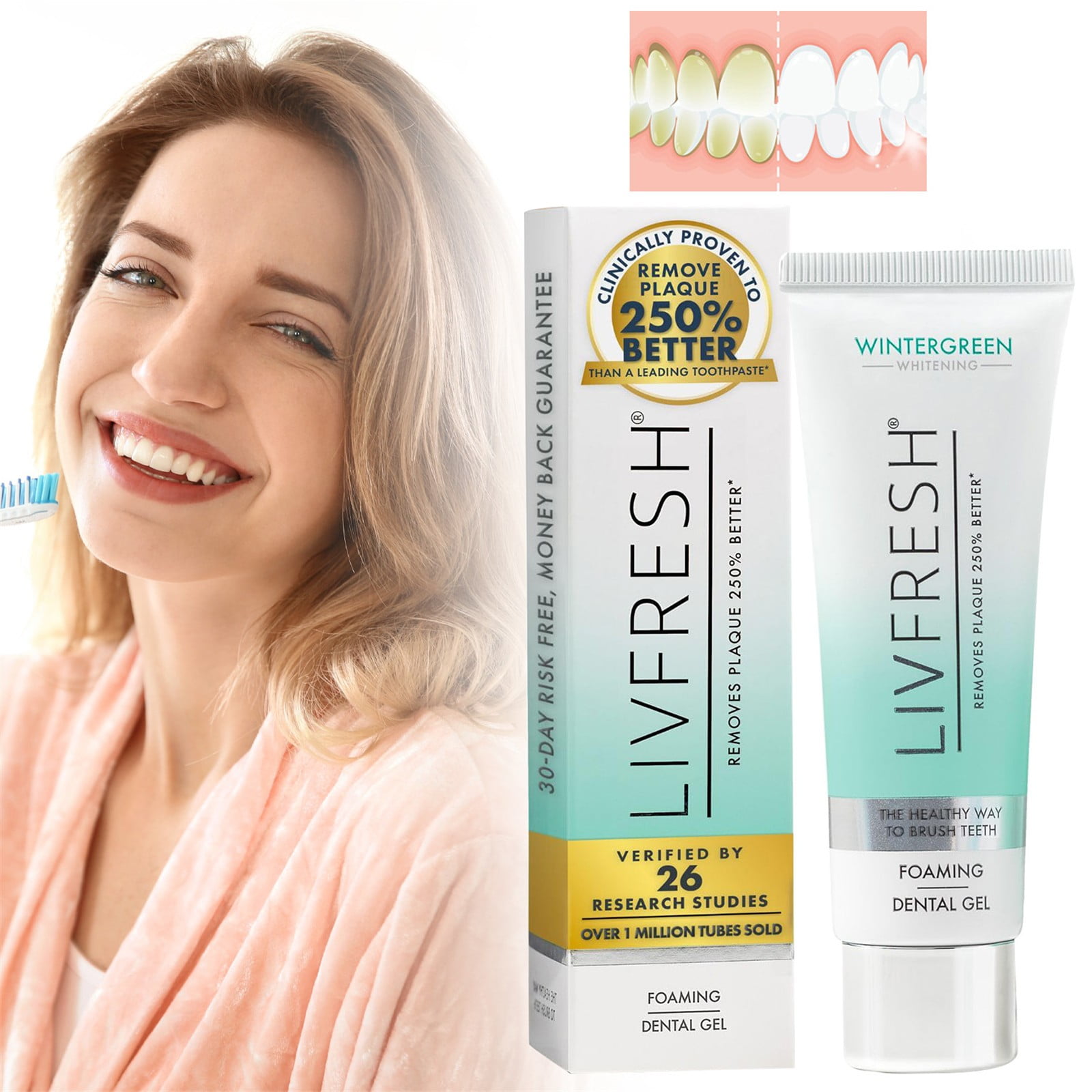 Livfresh Toothpaste Remove Plaque, Removes Plaque 250% Better, Foaming ...