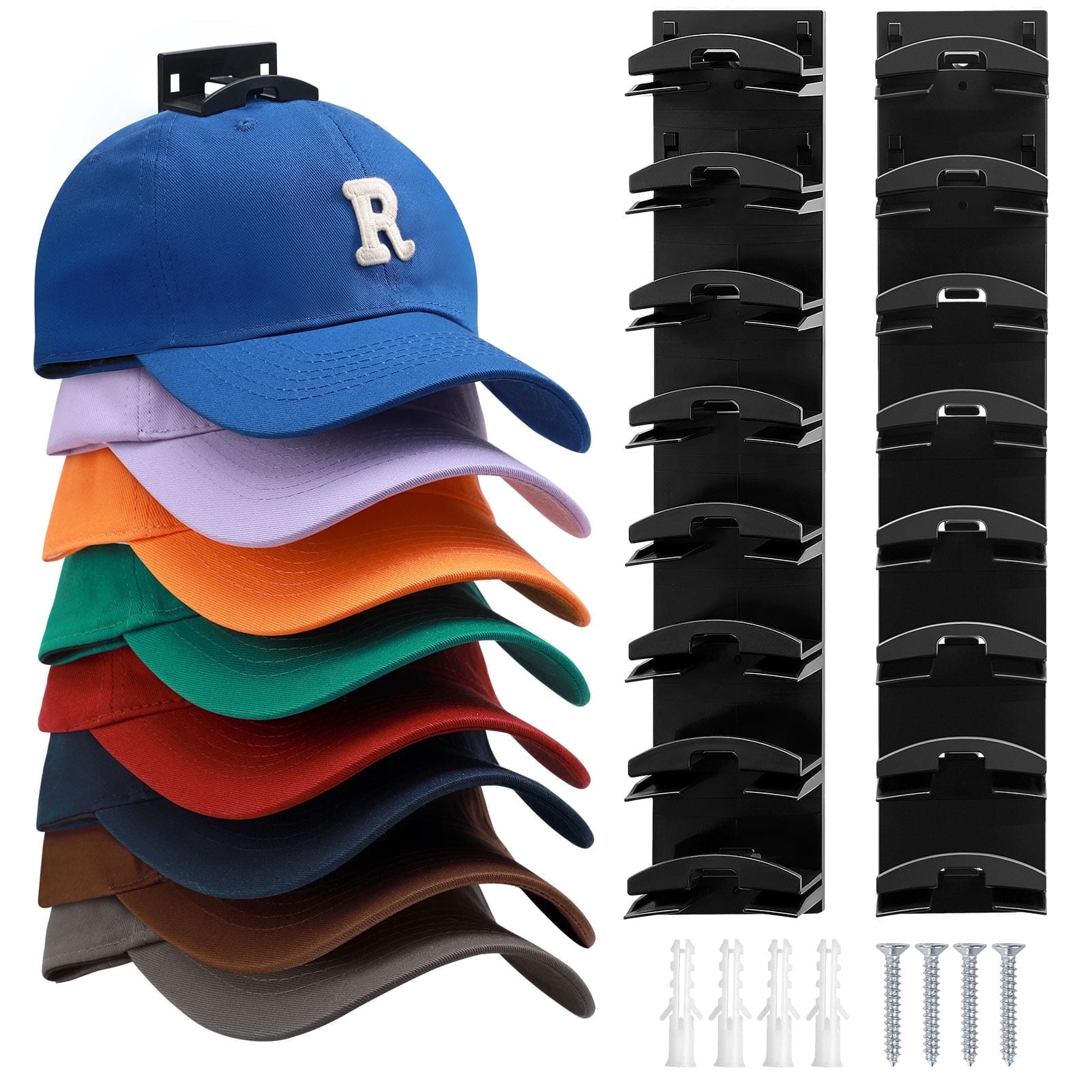 livhil Hat Organizer for Baseball Caps, Adhesive Wall Mount Rack Holds ...