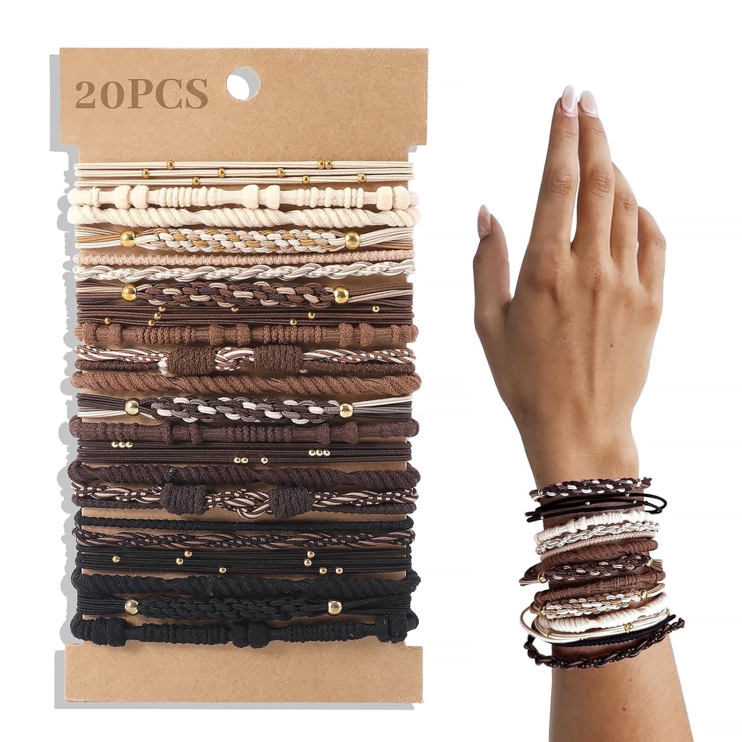 livhil 20pcs Boho Hair Ties No Damage, Elastic Hair Bands for Women ...