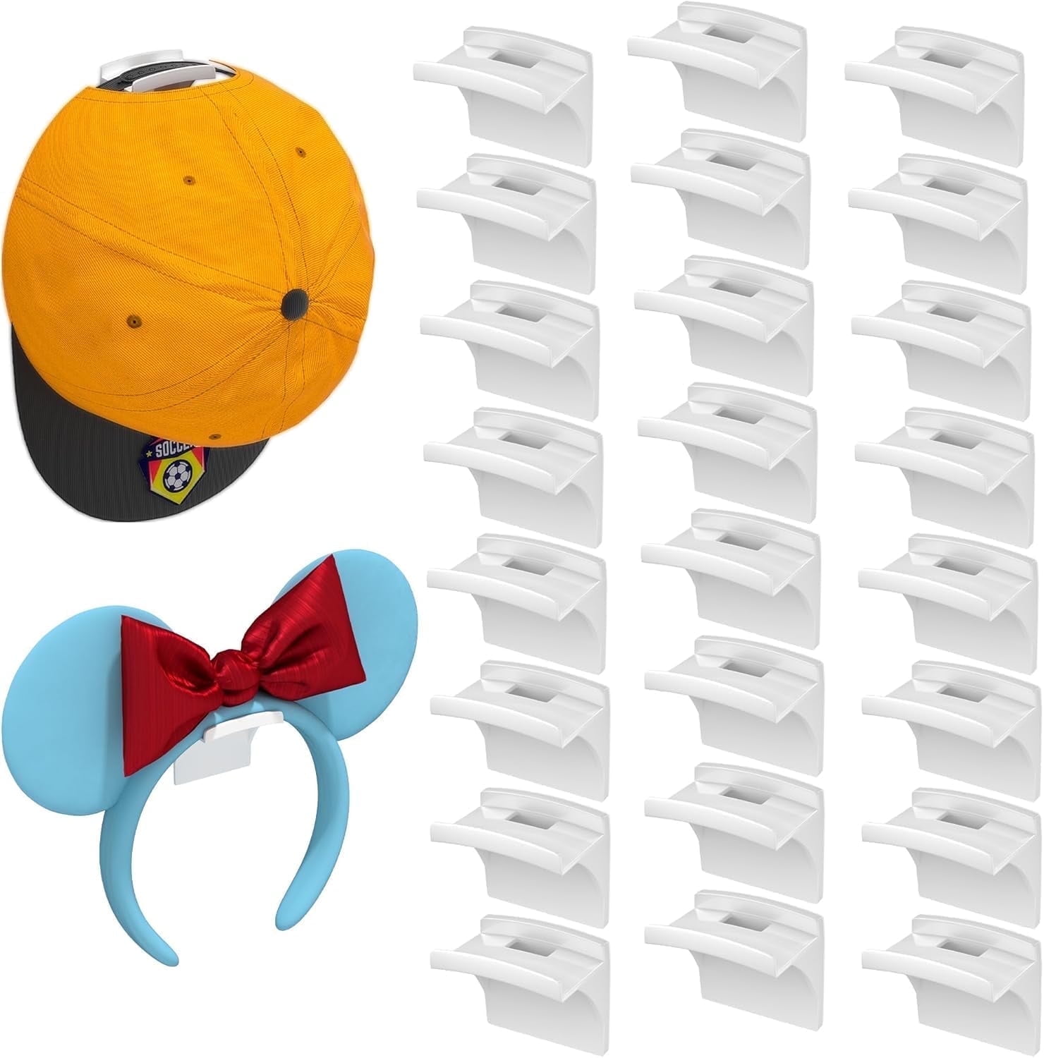 Livhil 24 Pack Adhesive Hat Rack, ABS Plastic Wall Hat Organizer ...