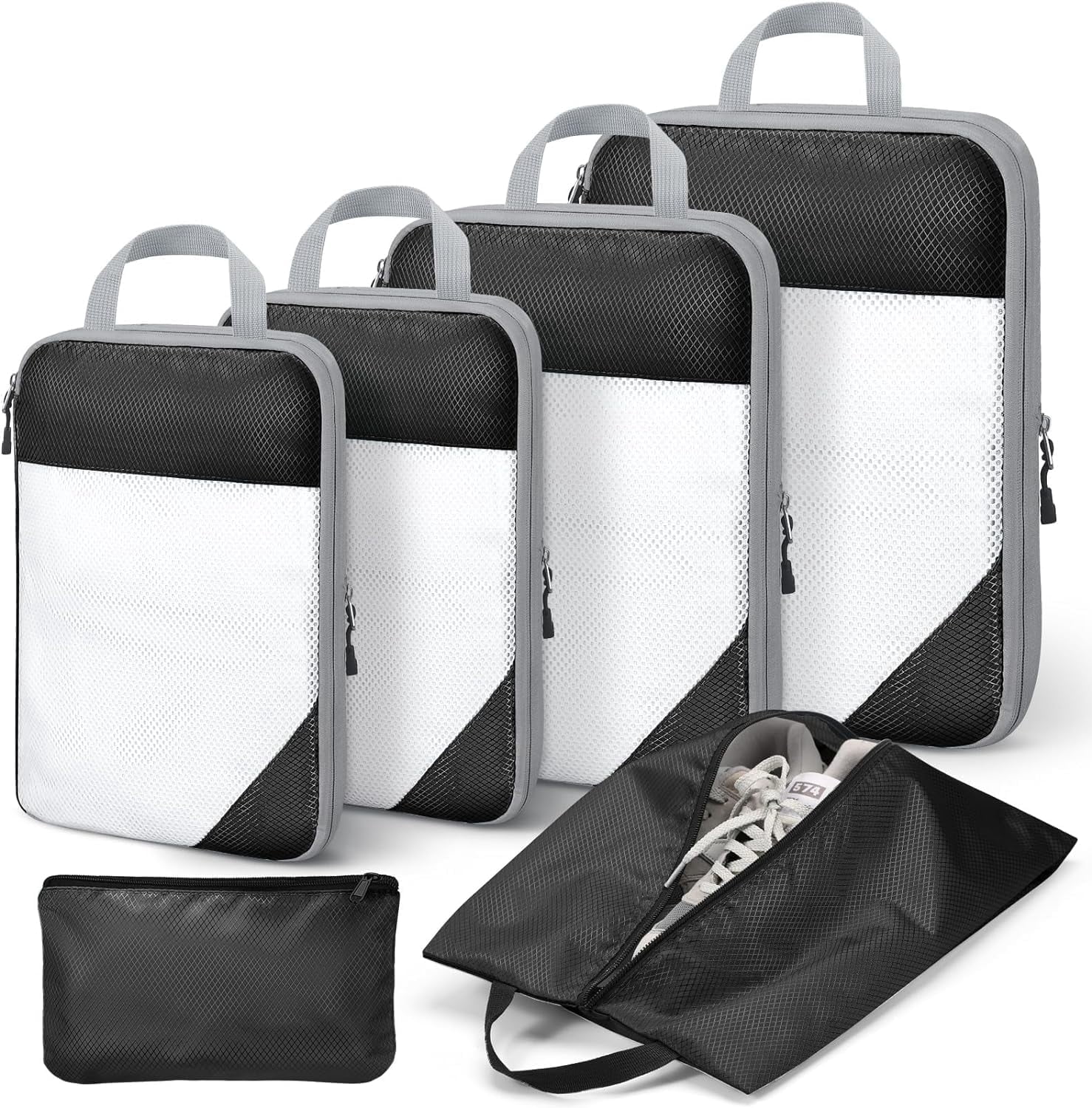 livhil 6 Set Compression Packing Cubes, Travel Luggage Organizer with ...