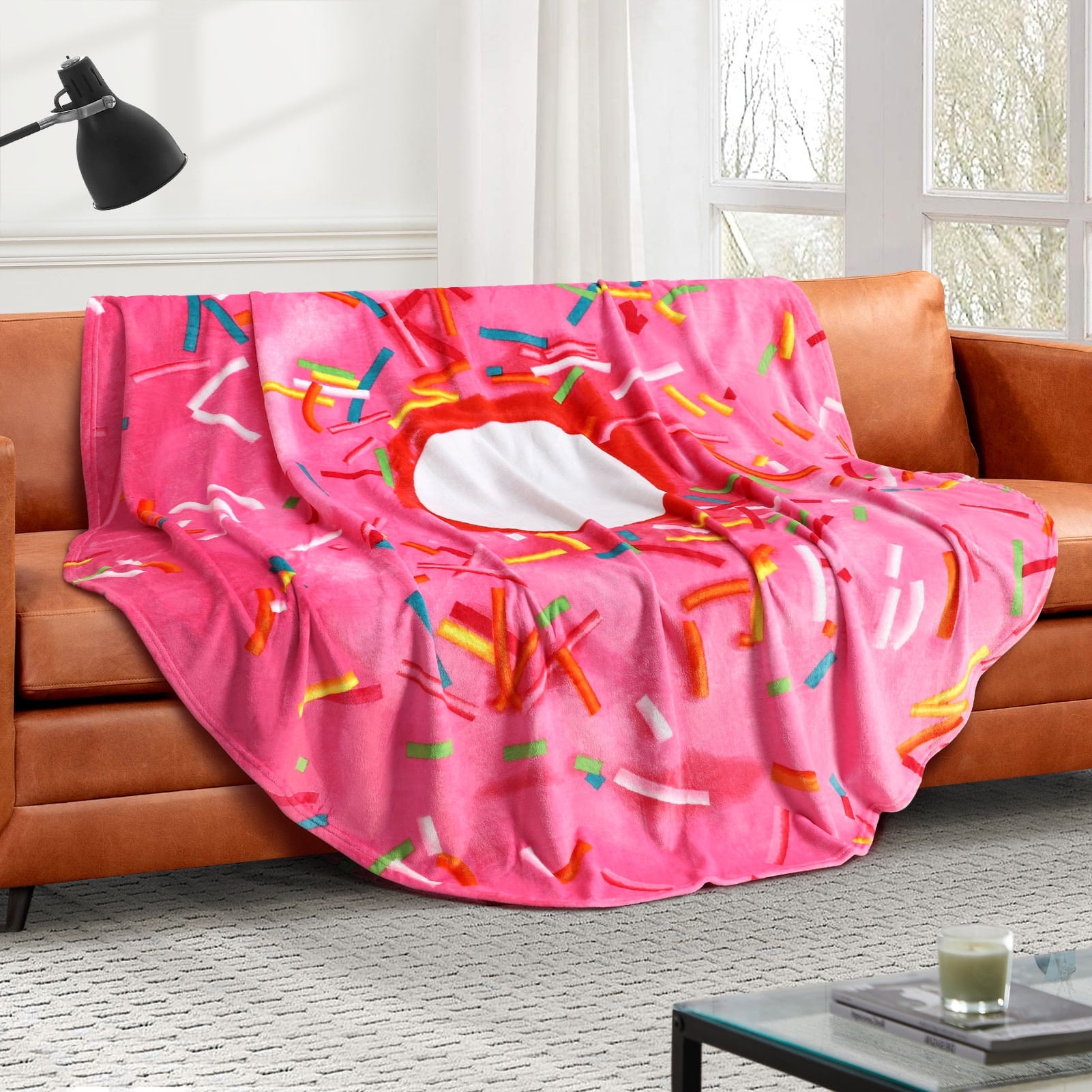 Livhil 71 inch Donut Blanket Double Sided, Donut Throw Blanket Funny ...