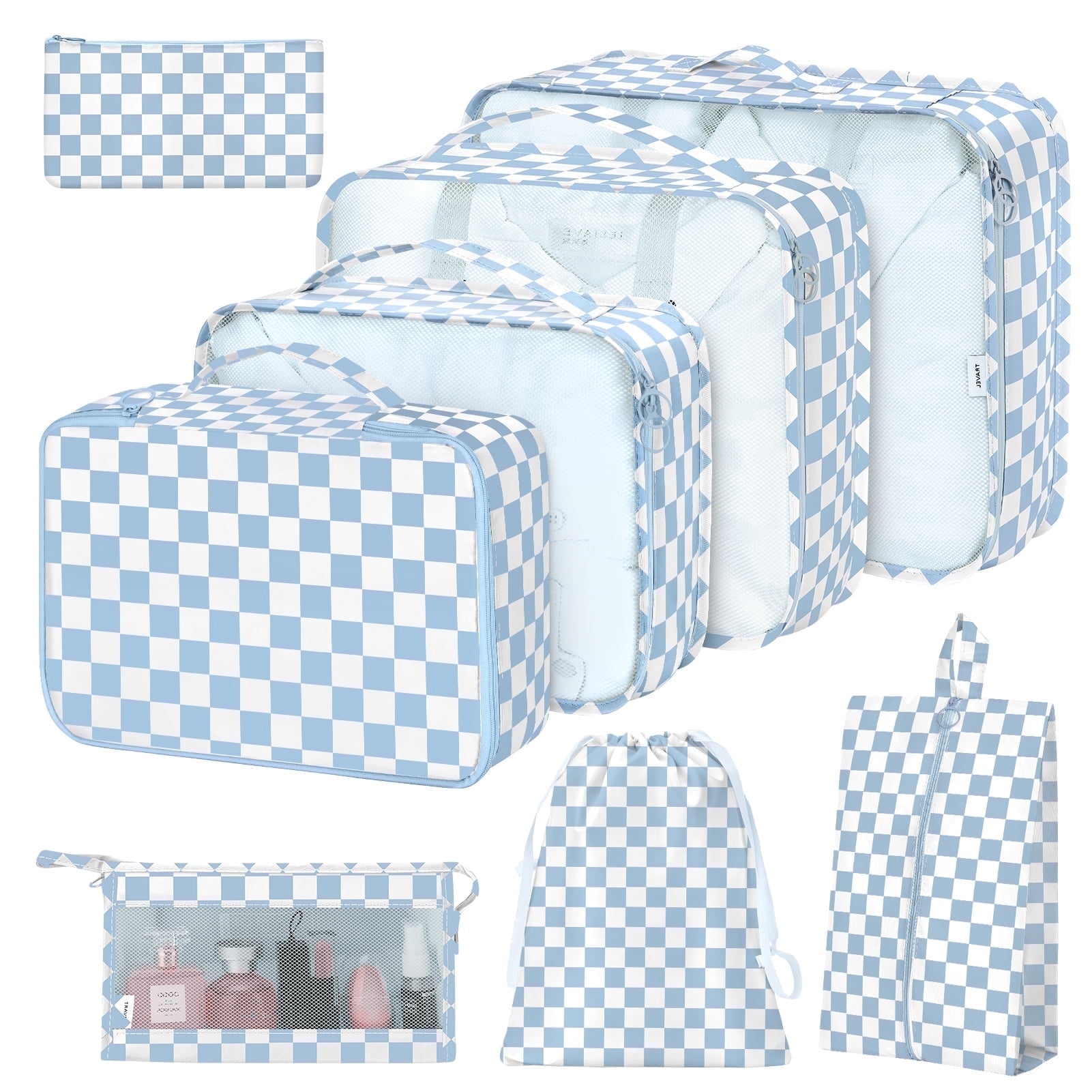 livhil, Packing Cubes for Luggage, 8Pcs, Blue Plaid - Walmart.com