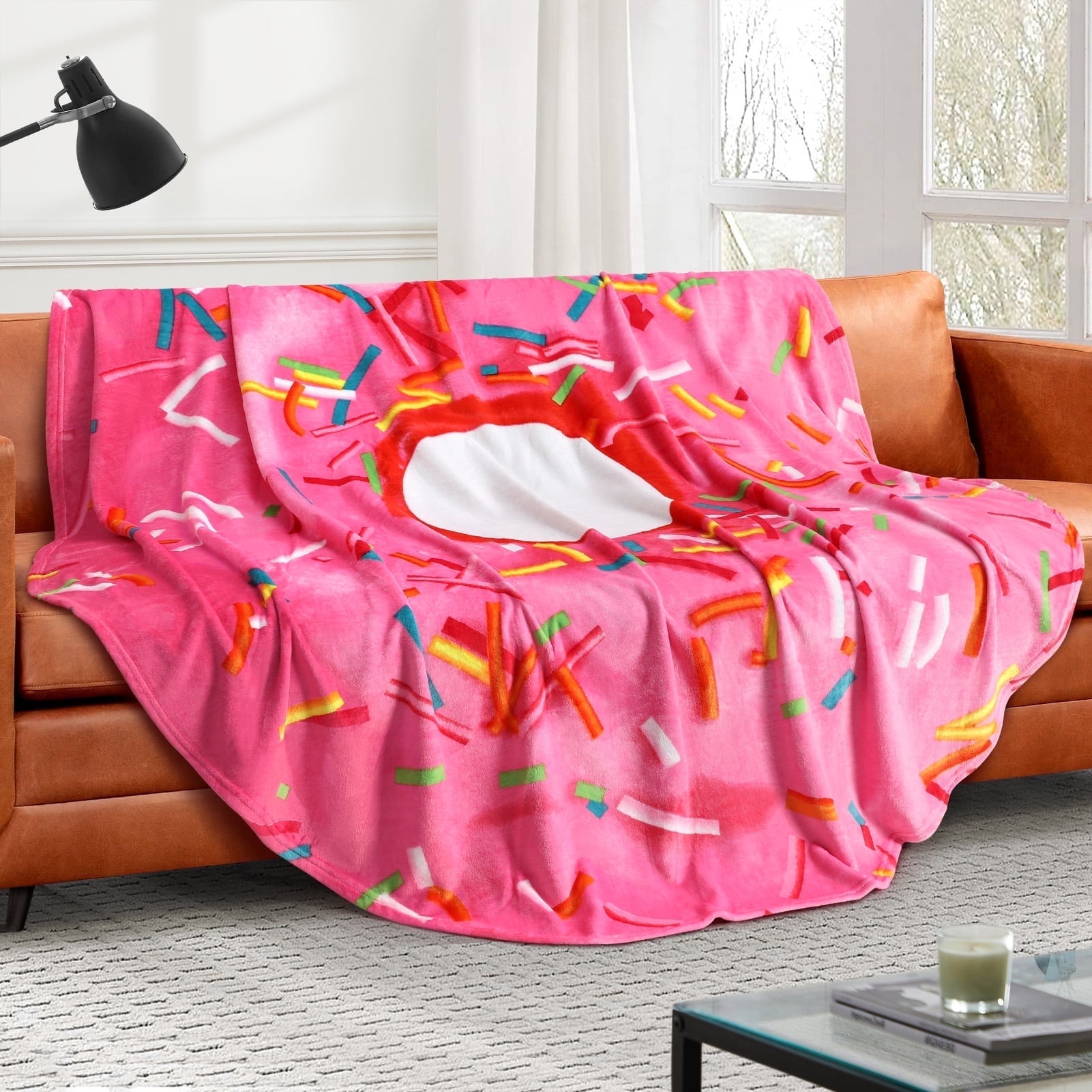 Livhil 80 inch Donut Blanket Double Sided, Donut Throw Blanket Funny ...