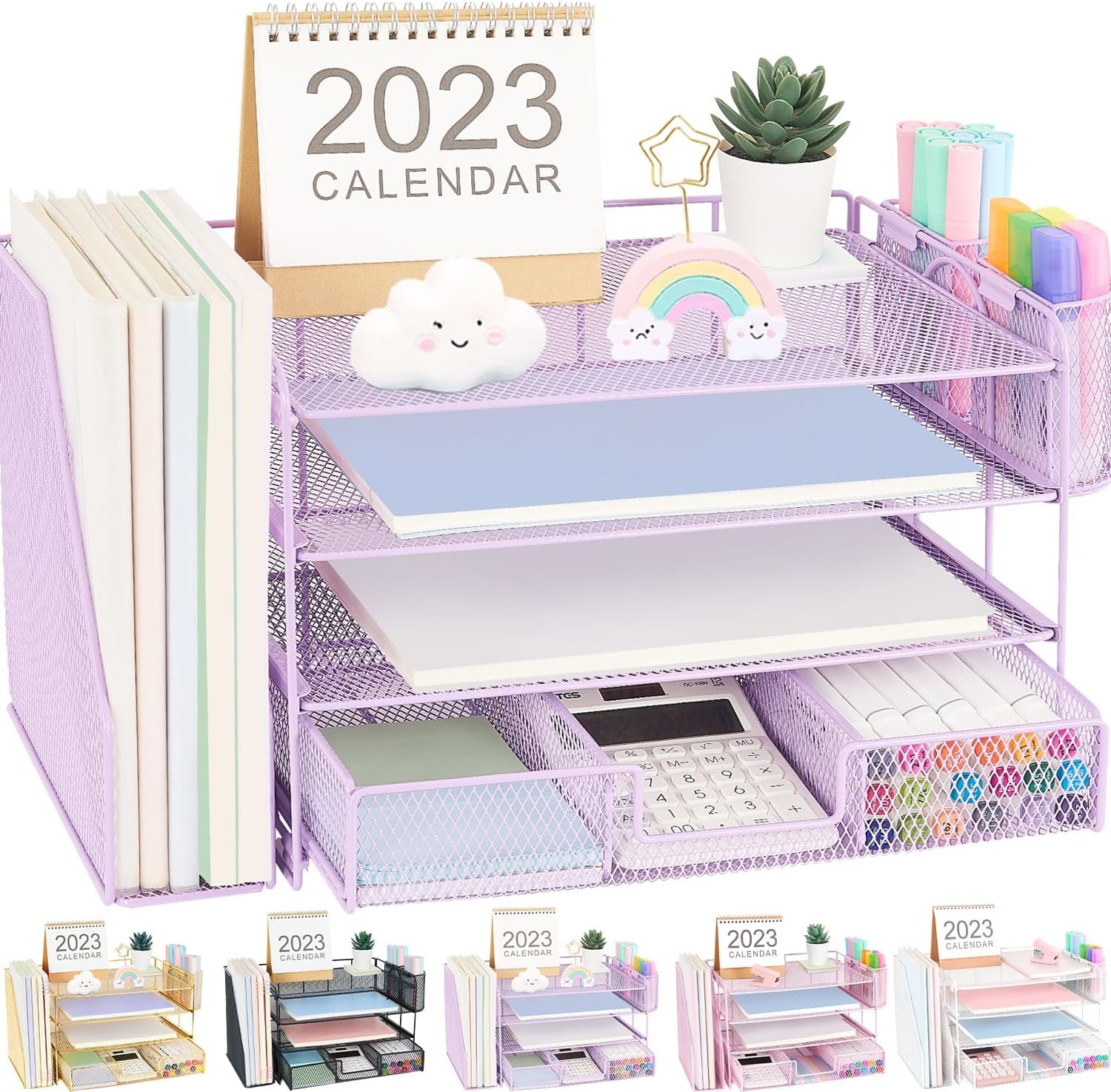 Livhil Desktop Organizer 4-Tier Desk Organizers Sets and Storage, File ...