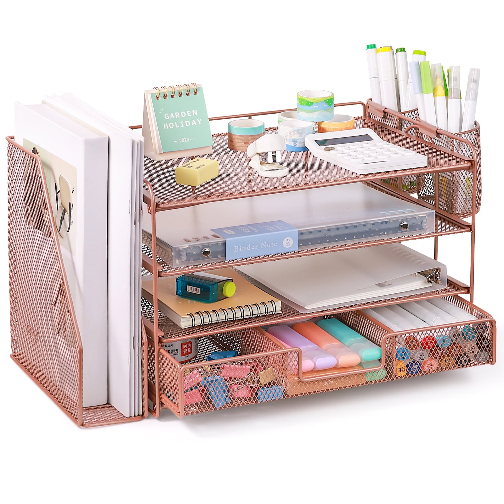 Livhil Desktop Organizer 4-Tier Desk Organizers Sets and Storage, File ...
