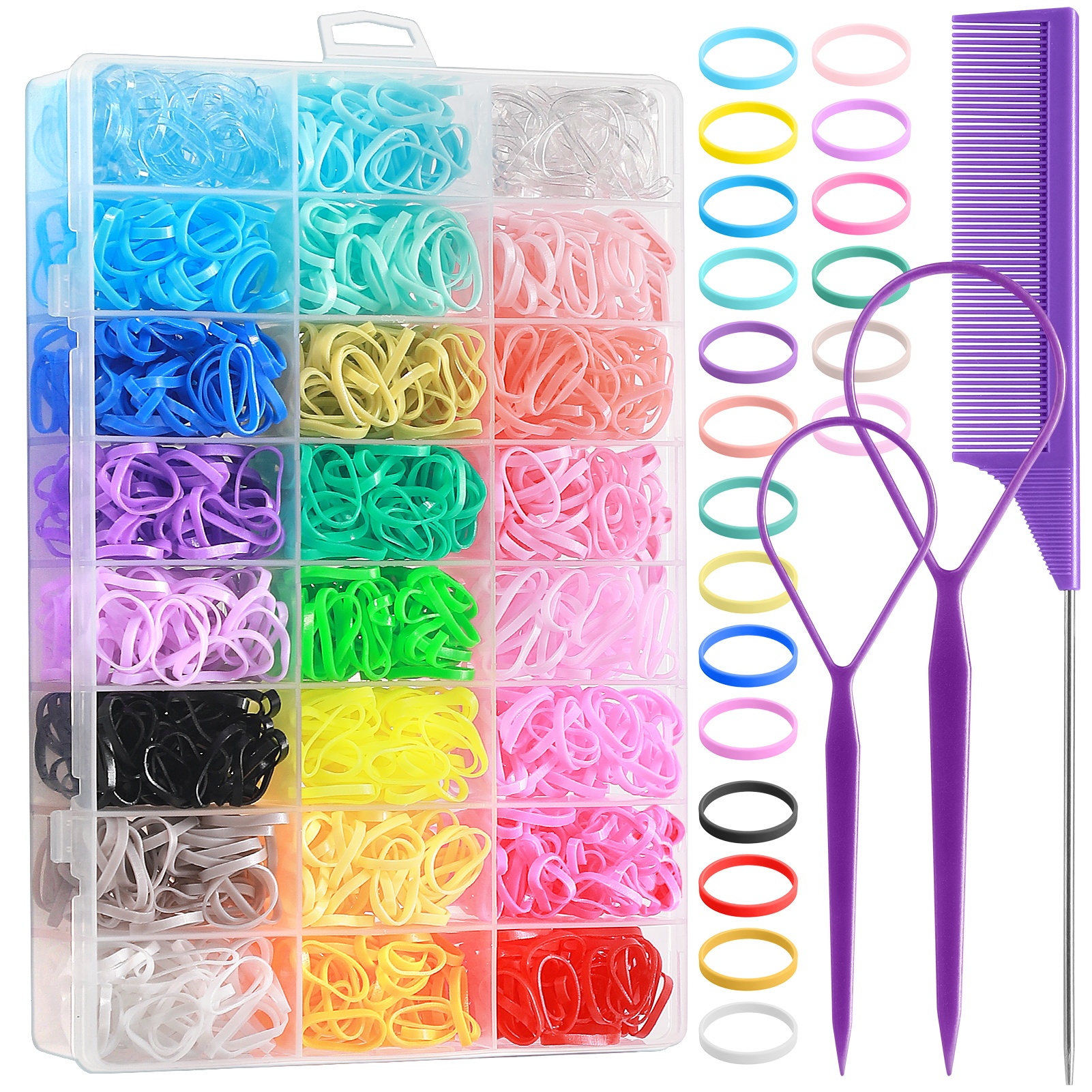 Livhil Elastic Hair Rubber Bands 24 Colors, 1500 pcs Mini Hair Ties ...