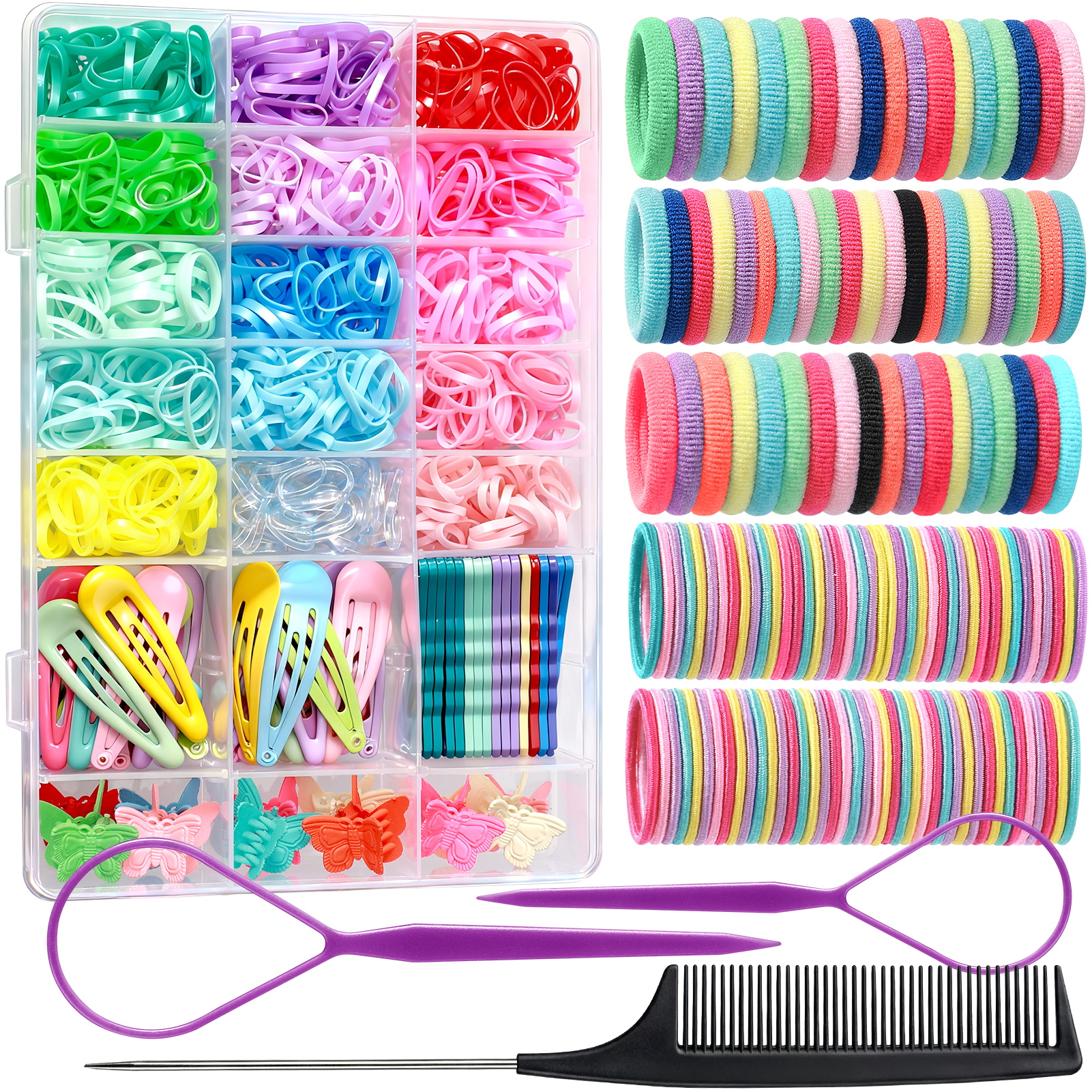 Livhil Colorful Rubber Bands for Hair, Elastic Hair Ties for Girls ...
