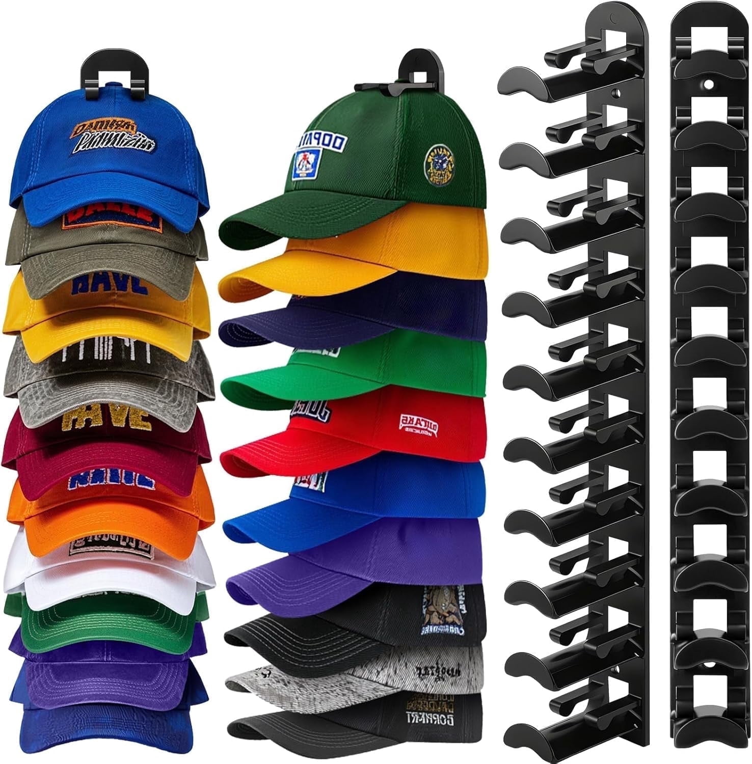 Livhil 2 Pack Hat Rack for Baseball Caps, Adhesive Hat Holder for Wall ...