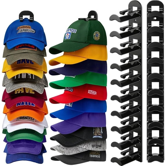 Livhil 2 Pack Hat Rack for Baseball Caps, Adhesive Hat Holder for Wall ...