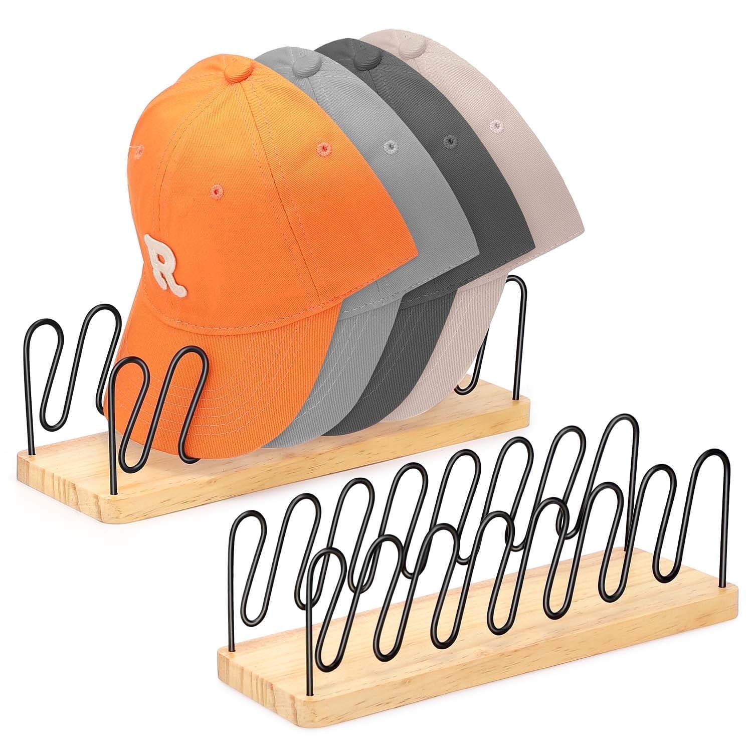 Livhil Hat Organizer for Baseball Caps, Premium Wood and Metal Design ...