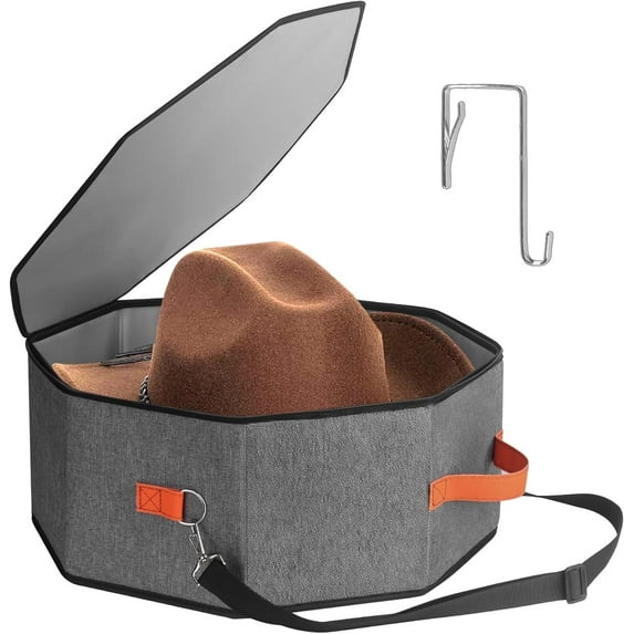 livhil Hat Storage Box for Travel and Home, Hardboard Support Cowboy Hat Box with Lid and ...