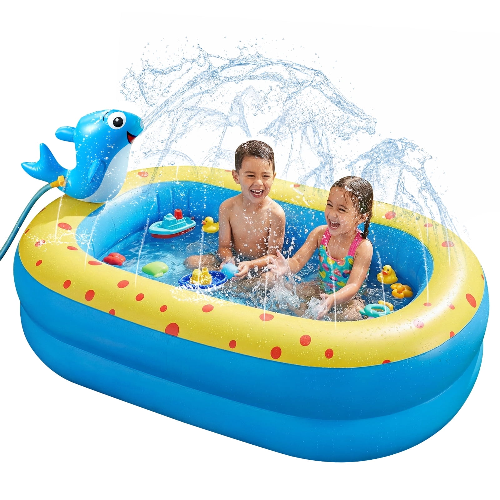 Livhil Inflatable Swimming Pool for Kids with Sprinkler, Kiddie Pools ...