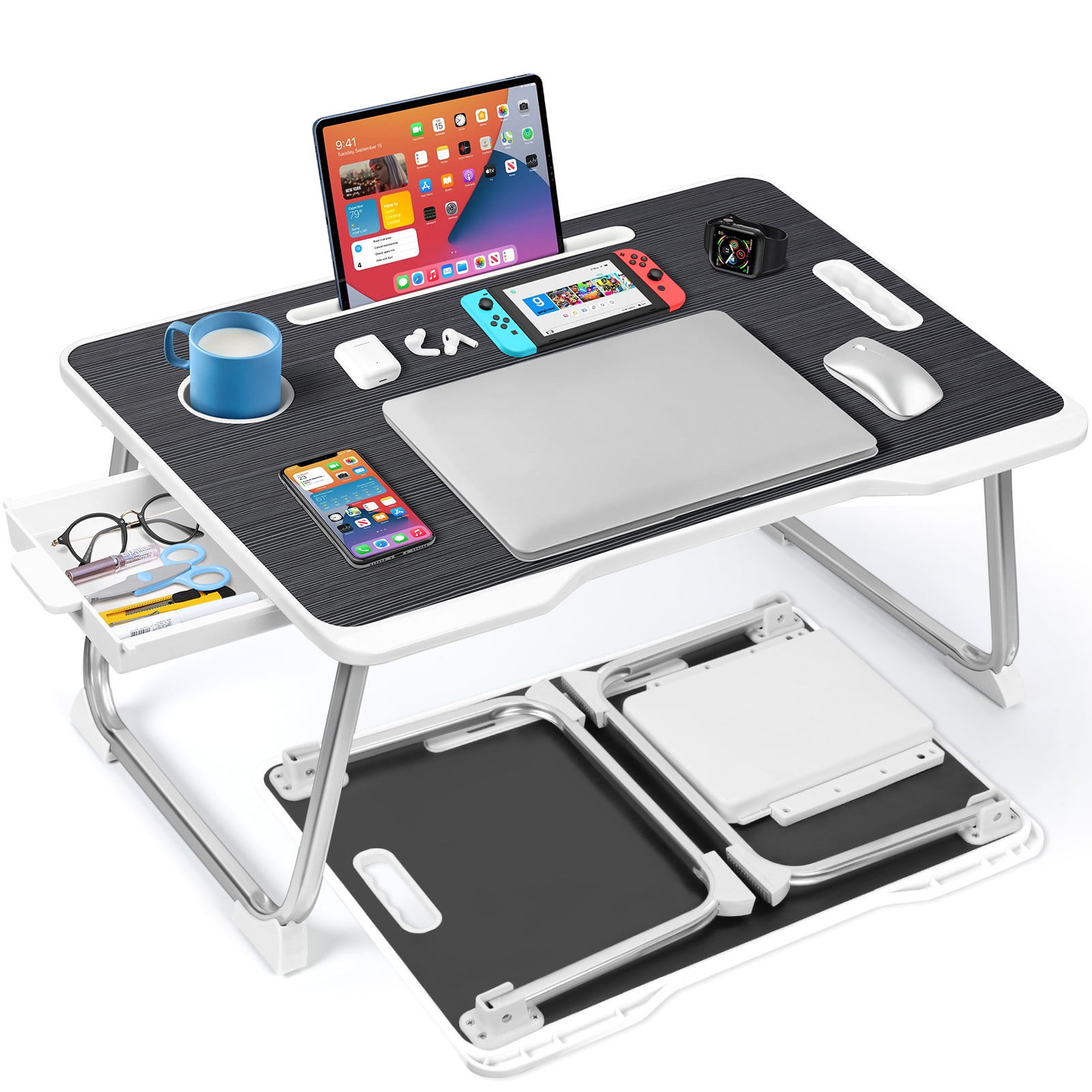 Mind Reader Kids’ Lap Desk, Freestanding Portable Table with Side ...