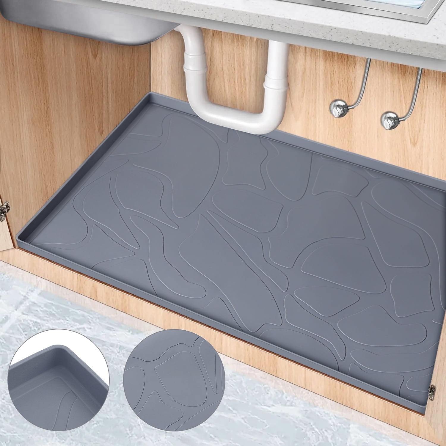 Livhil Under Sink Mat for Kitchen Waterproof, 34"x 22" Silicone Sink ...