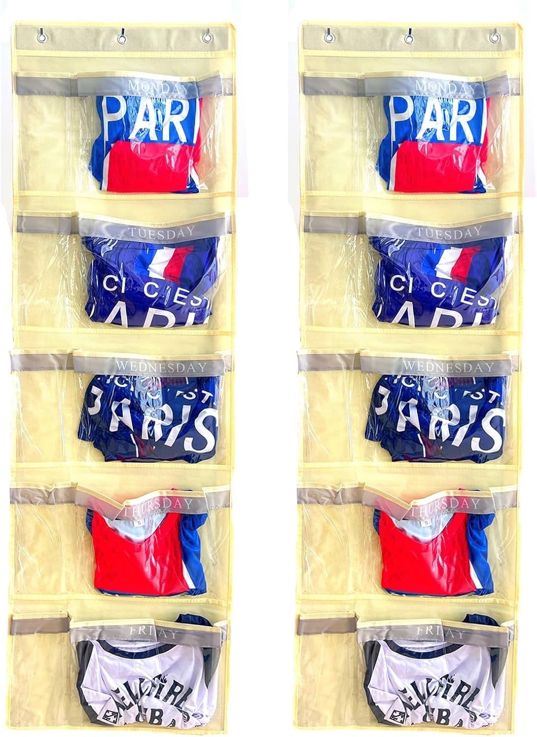 Livhil Hanging Closet Organizer, Weekly Clothes Organizer with Monday ...
