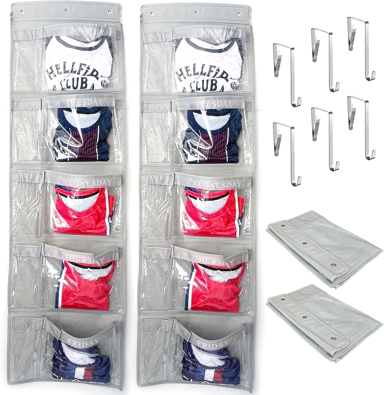 Livhil Hanging Closet Organizer, Weekly Clothes Organizer with Monday ...