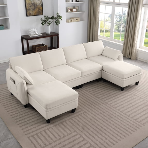 LiviNest 109" Modular Sectional Sofa, L-Shaped Cloud Couch with Storage ...