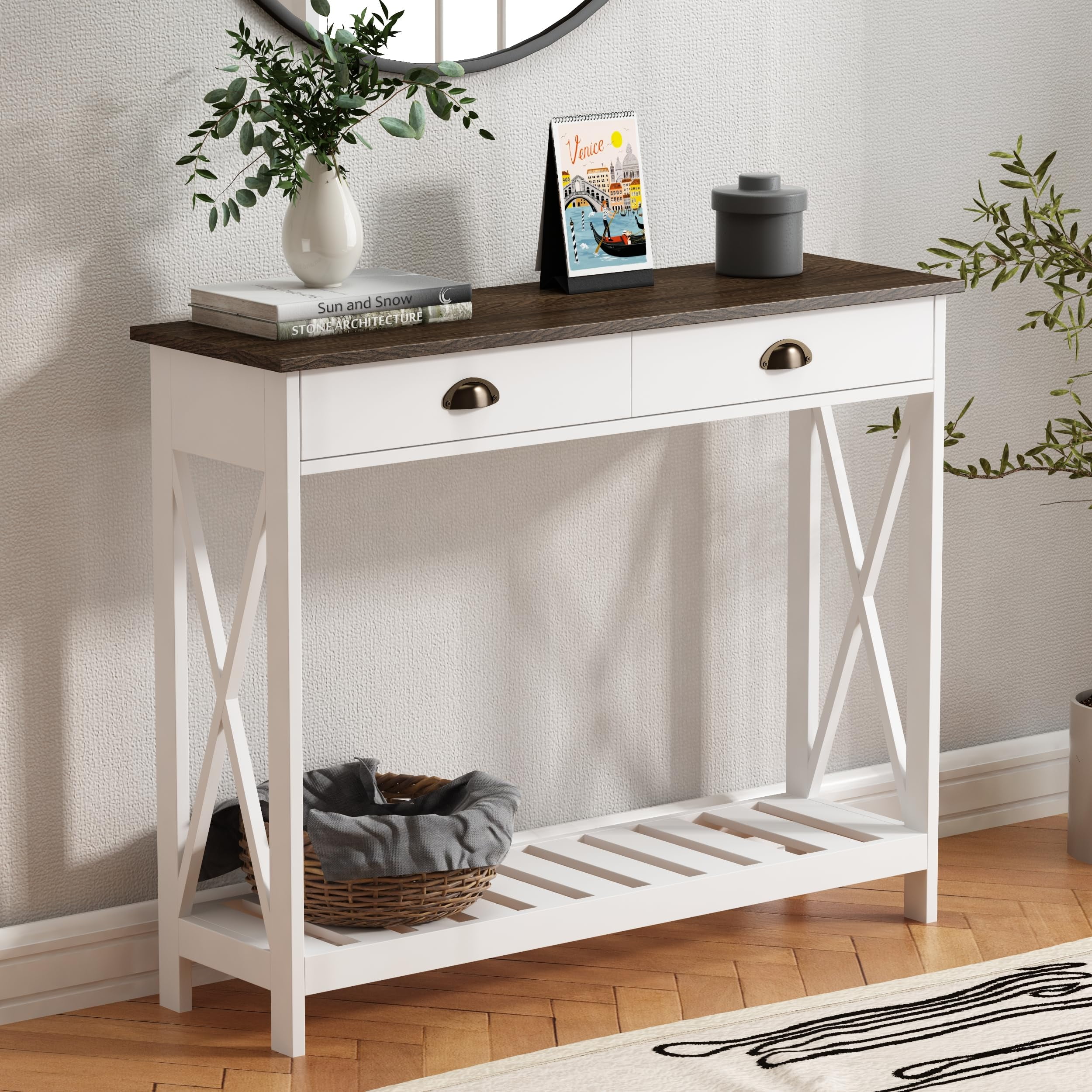 LiviNest 40 Inch Console Table: Modern Farmhouse Entryway Table with ...