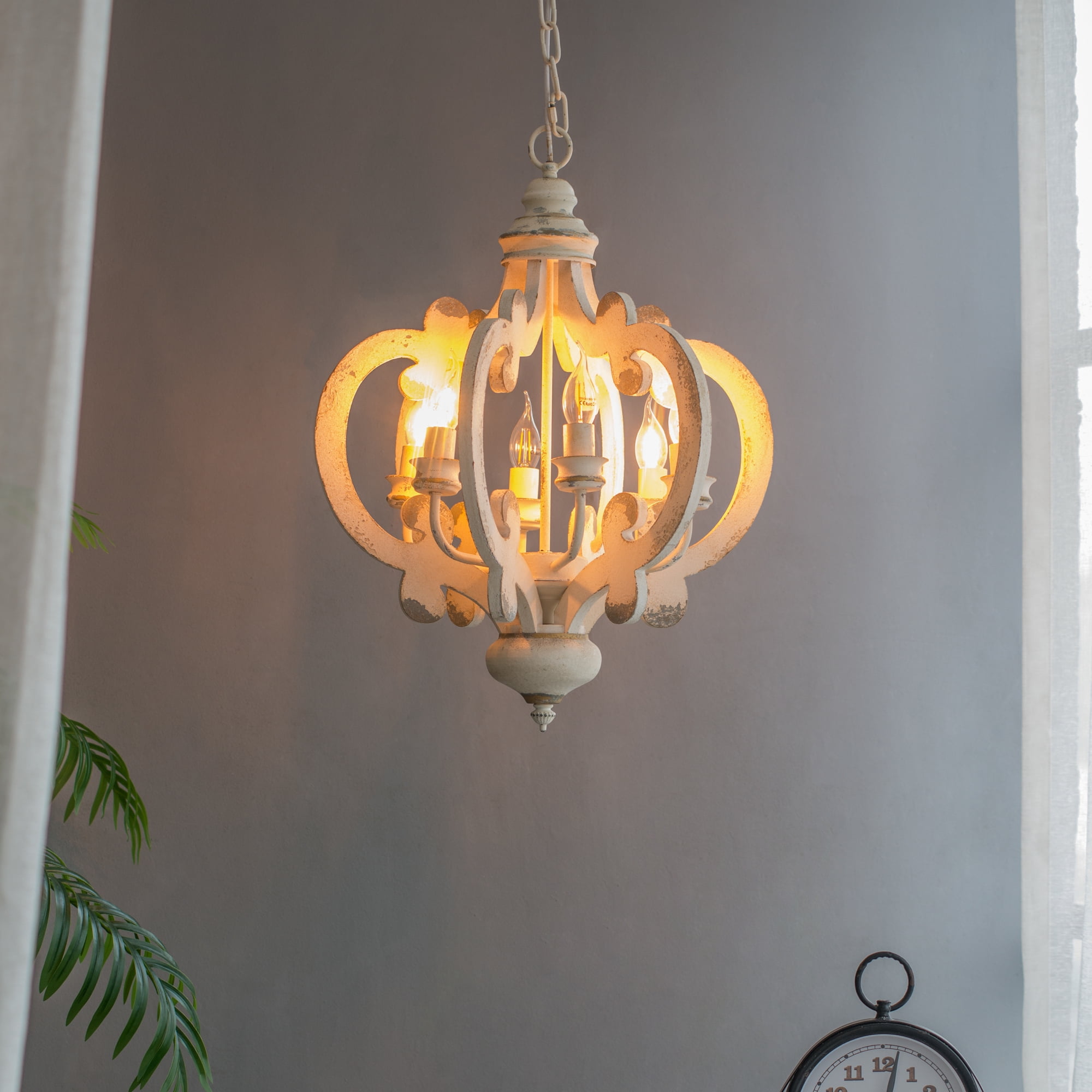 LiviNest 6-Light Farmhouse Chandelier: Vintage Style White Distressed ...