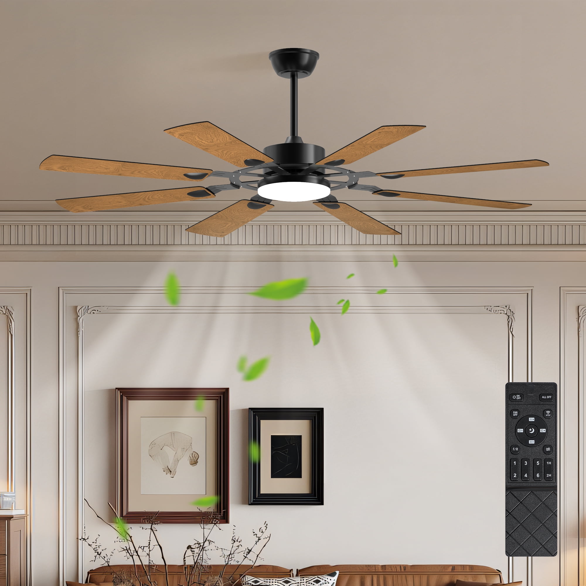 LiviNest 60 Inch Ceiling Fan with Light & Remote Control: 6-Speed DC ...