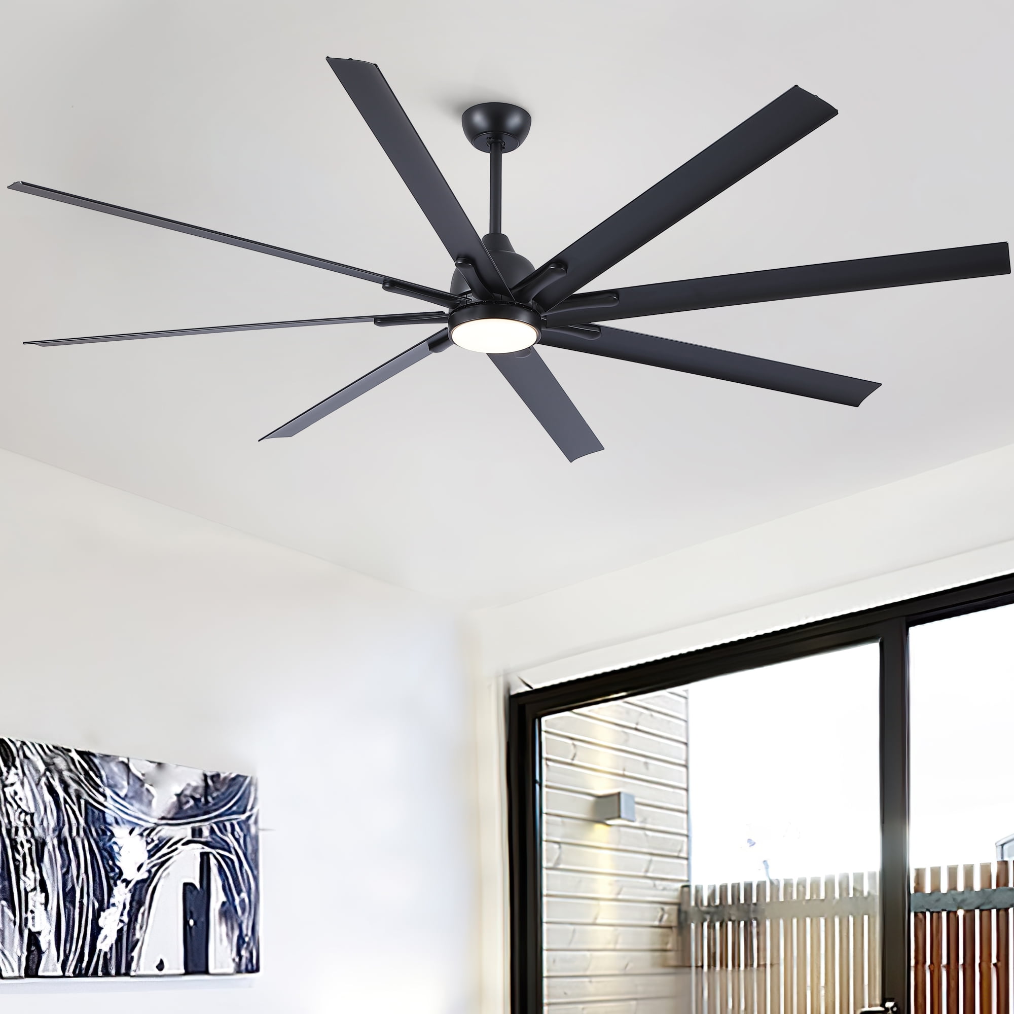LiviNest 84 Inch Ceiling Fan with LED Light for Large Rooms: Industrial ...