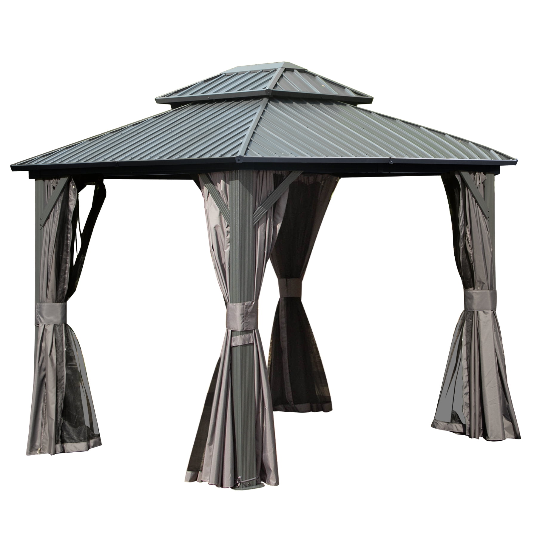 LiviNest 8x10FT Outdoor Gazebo: Permanent Hardtop Gazebo with Double ...