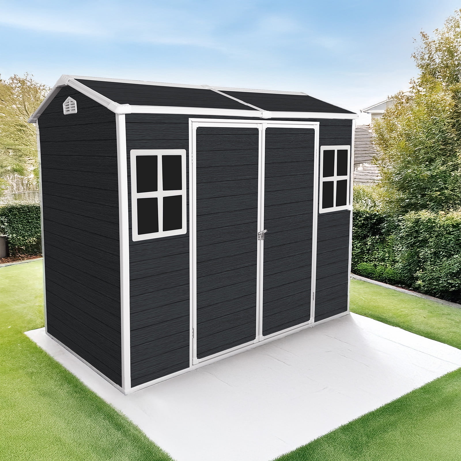 LiviNest 8x4ft Resin Storage Shed: 10-Year Weatherproof Outdoor Shed ...