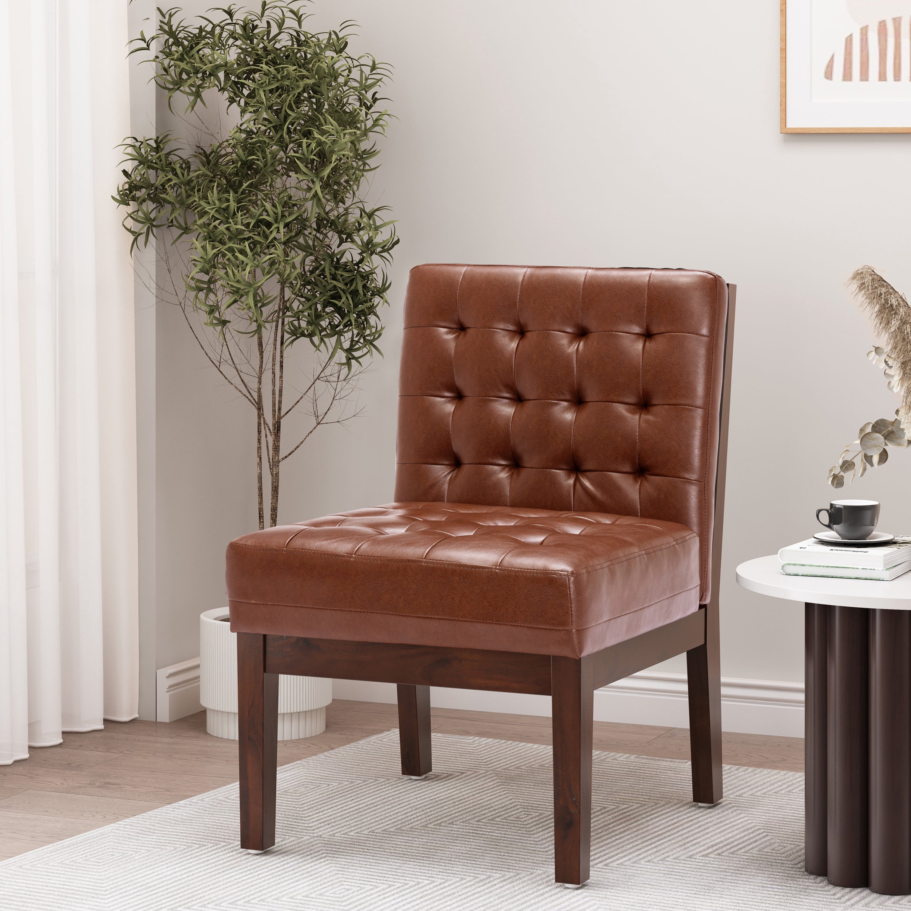 LiviNest Accent Chair: Contemporary Upholstered Seating with Waffle ...