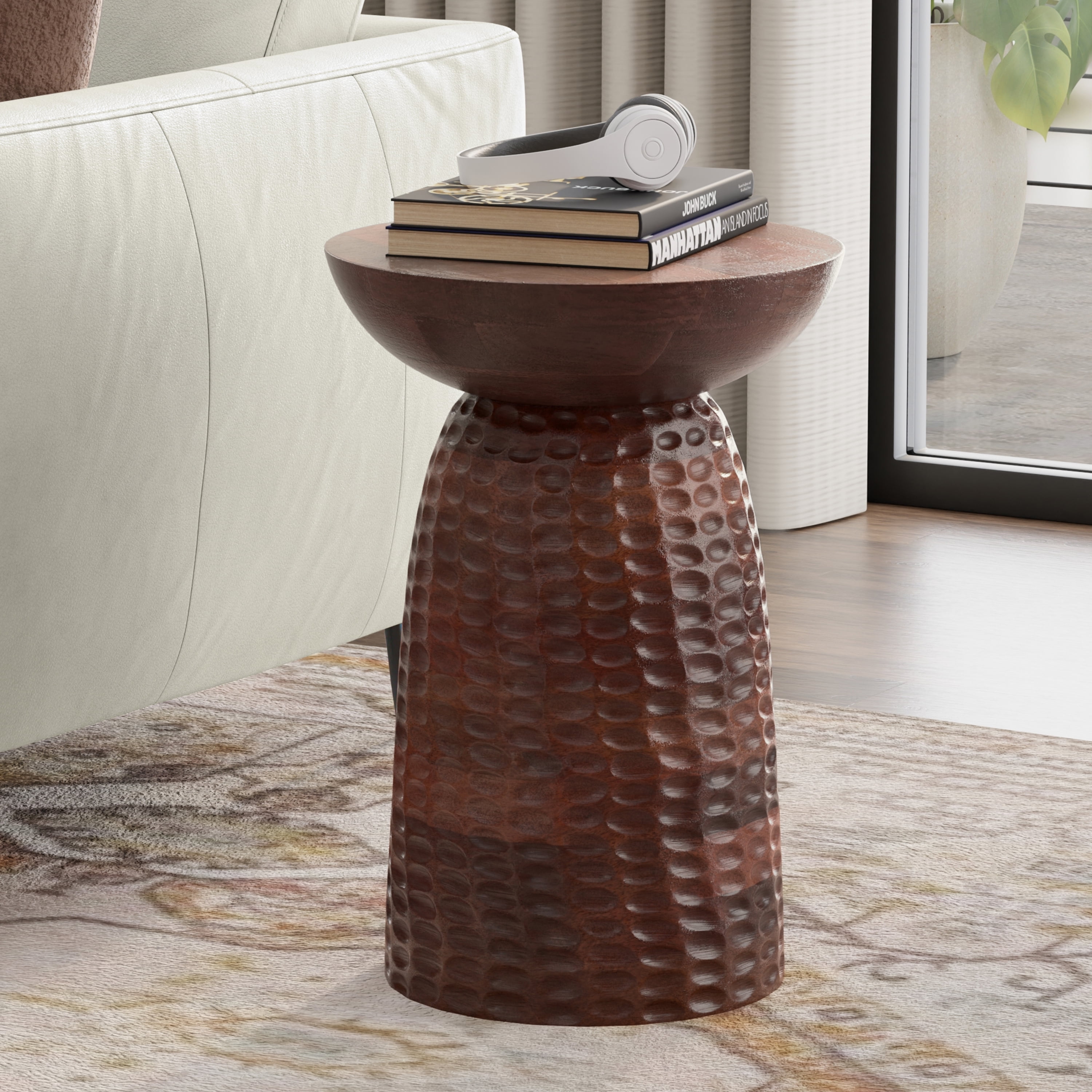 LiviNest Boyd 16 inch Accent Table: Solid Mango Wood Side Table with ...