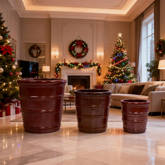 LiviNest Ceramic Plant Pots Set of 3: Handmade Glazed Large Planters ...