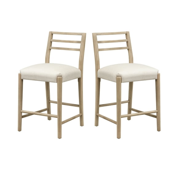 LiviNest Counter Stools Set of 2: Farmhouse Style Ladder Back Design ...
