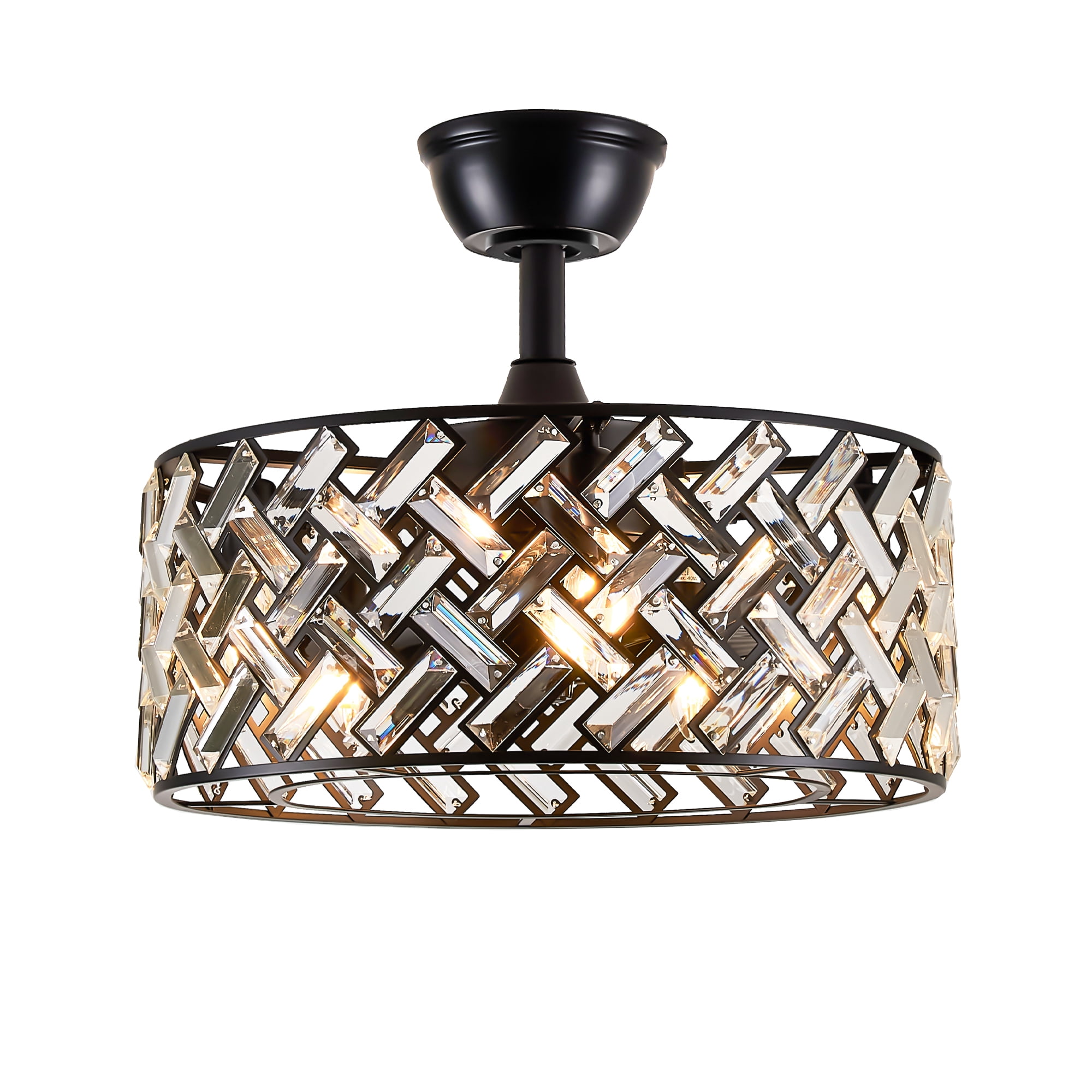 LiviNest Crystal Cage Ceiling Fan for Bedroom: 18 Inch Quiet Fan ...
