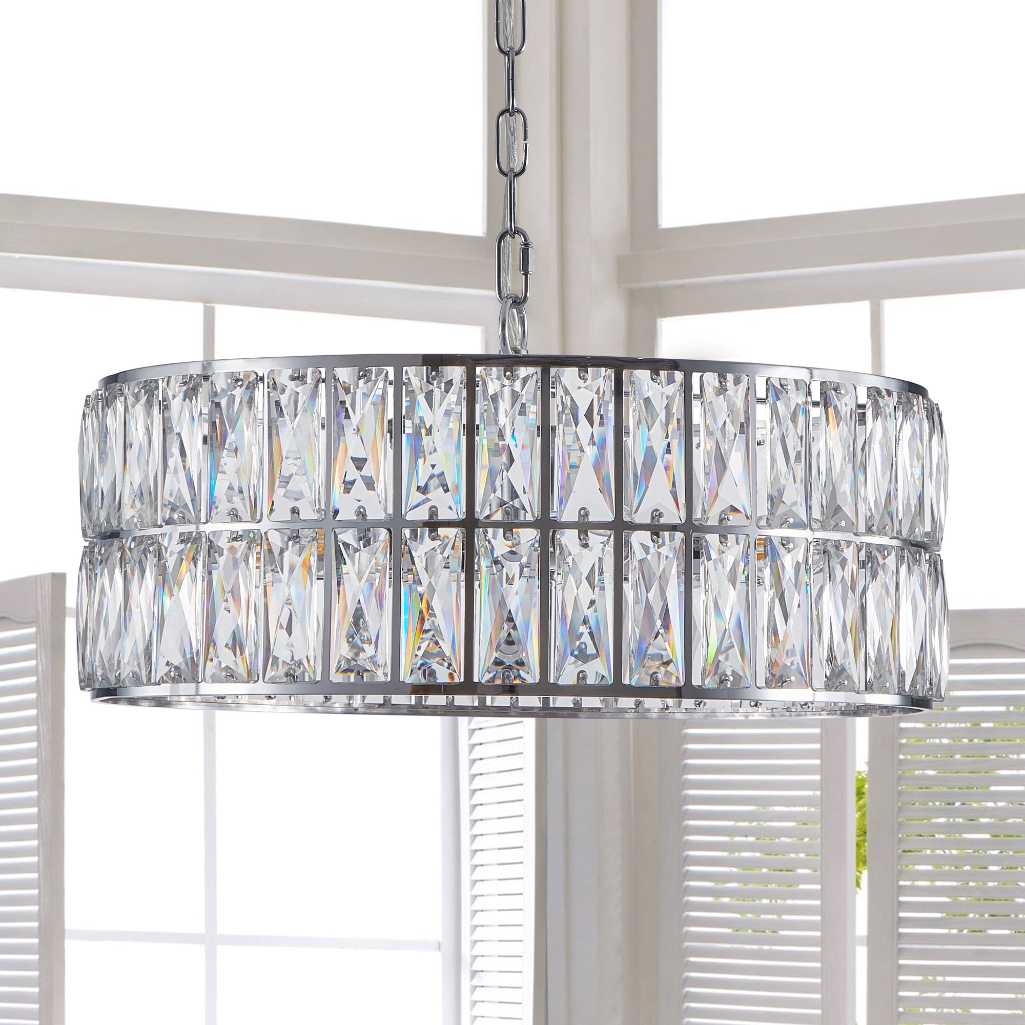 LiviNest Crystal Chandelier Modern Lighting Fixture: 5-Tier Round Semi ...