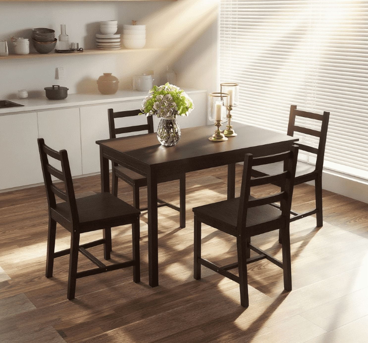 LiviNest Dining Table Set 4-Piece Solid Wood: Compact Kitchen Table ...