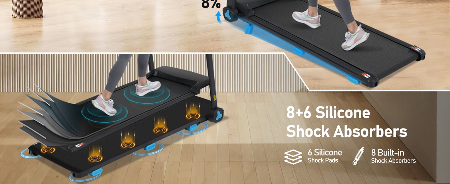 LiviNest Foldable Treadmill with Incline: 3.0HP Quiet Motor & 8+6 ...