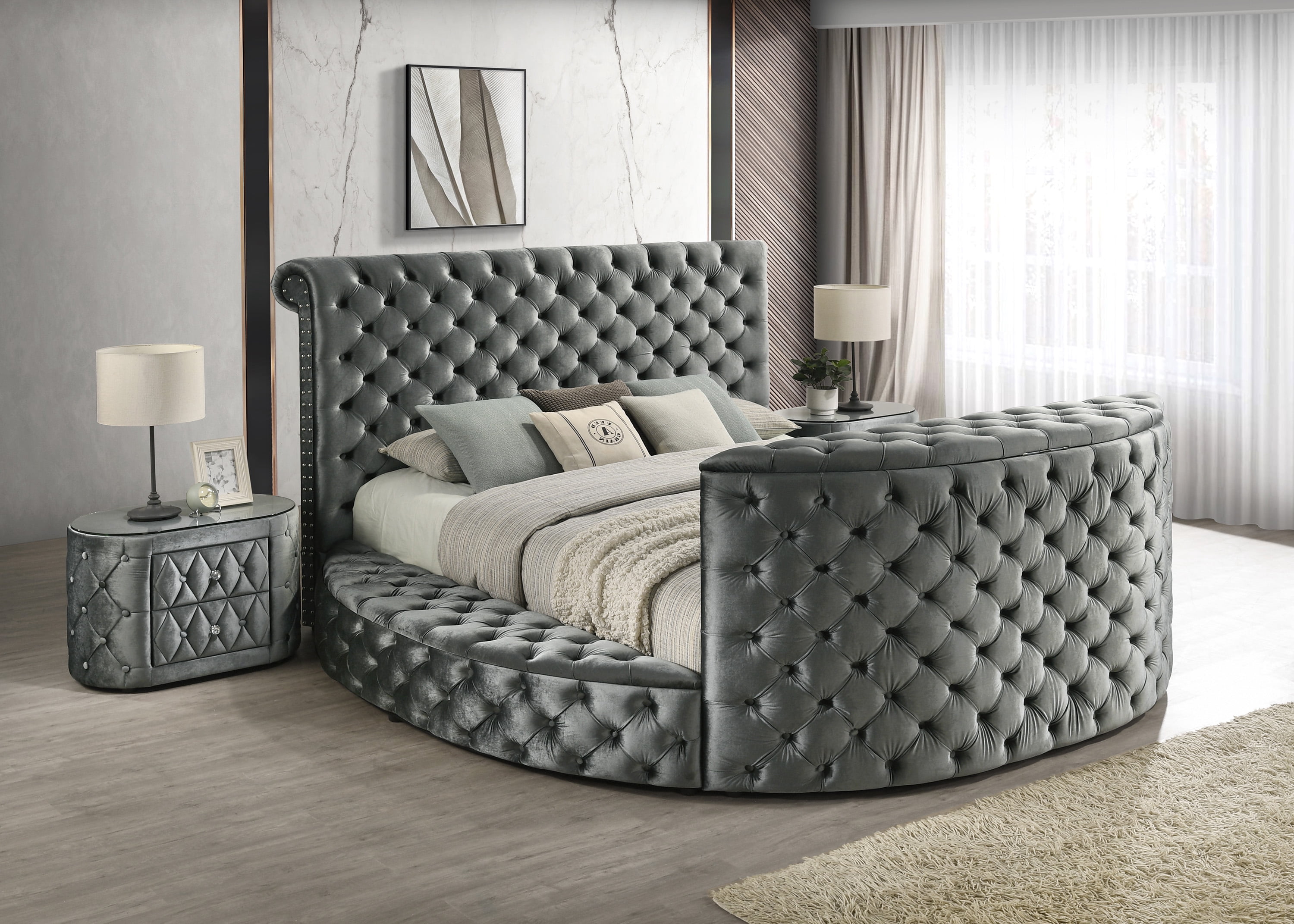 LiviNest King Size Bed with TV Lift: Integrated Electric Fireplace ...
