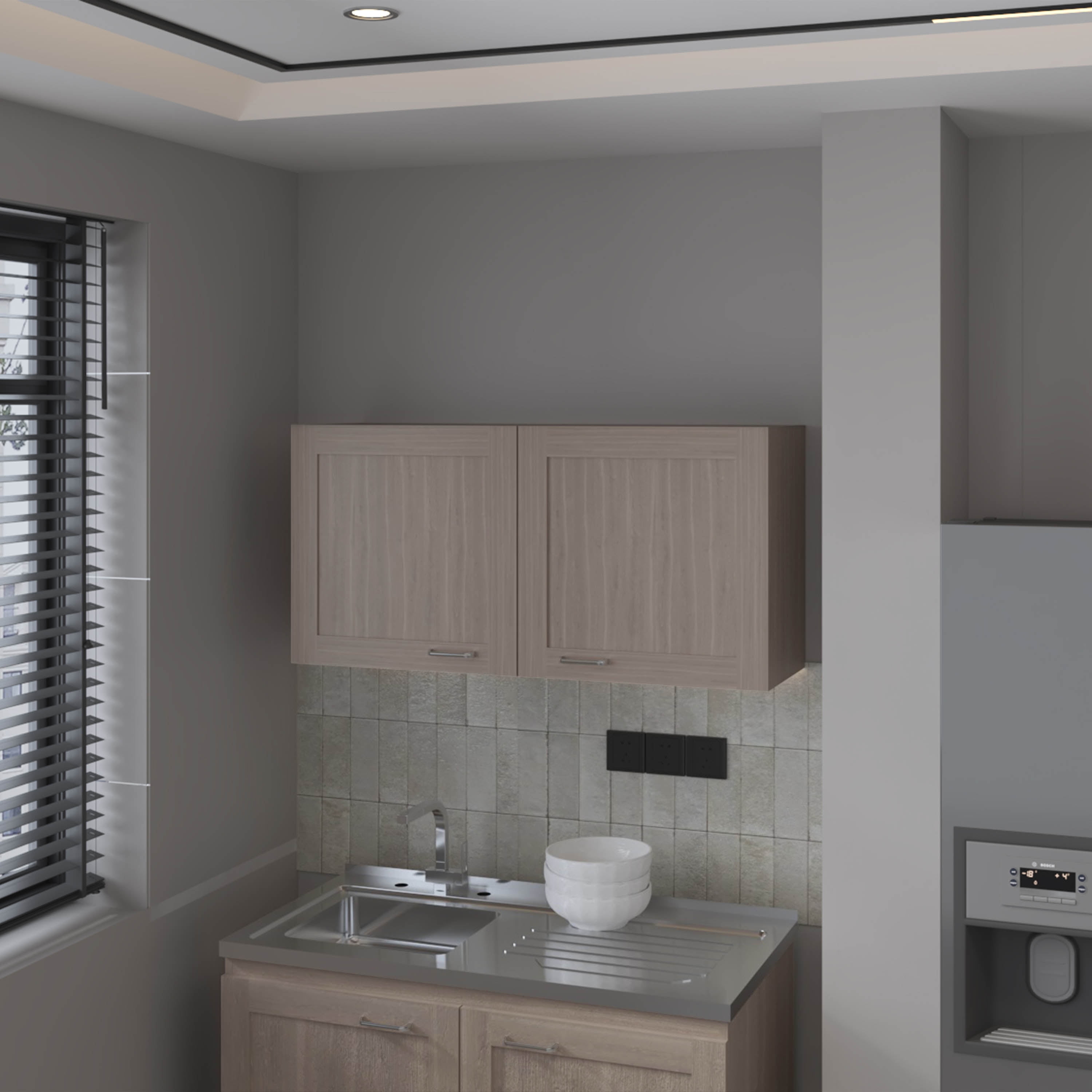 LiviNest Kitchen Wall Cabinet with 2 Doors - Modern White Oak Wall ...