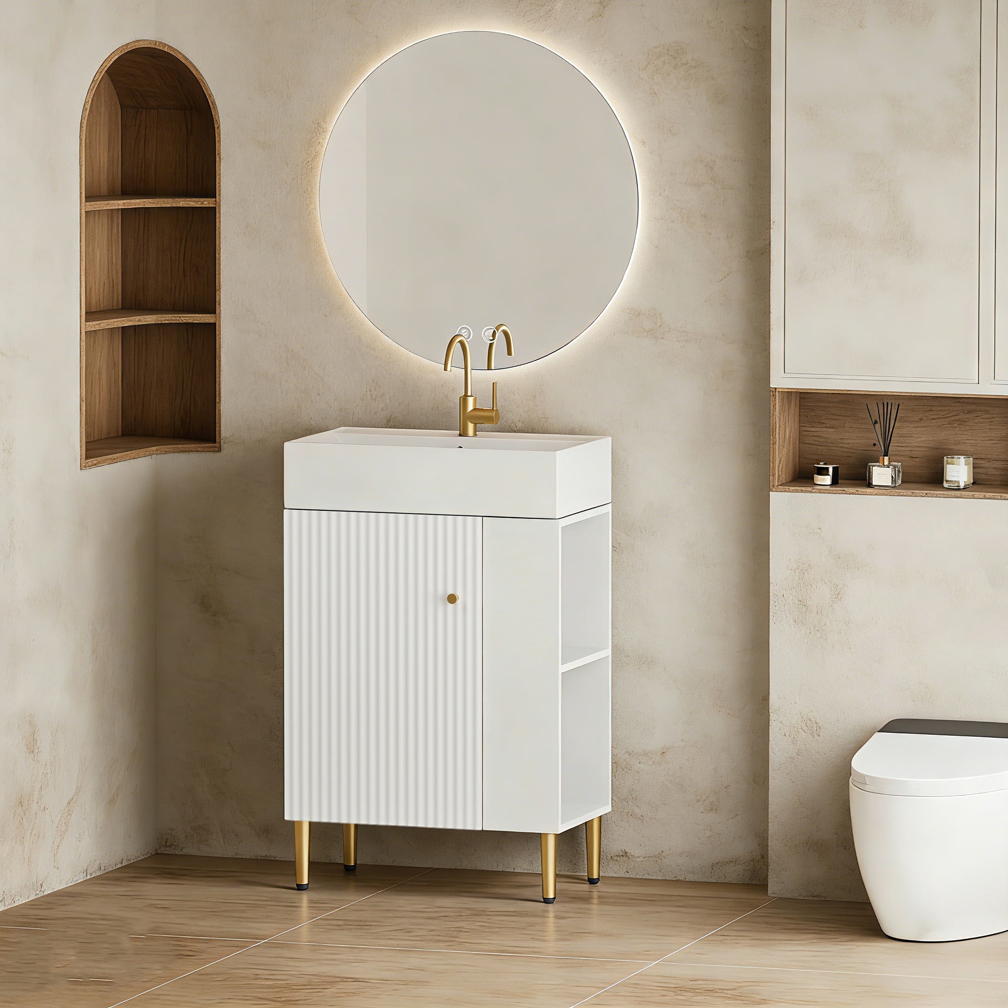 LiviNest Narrow Bathroom Vanity for Small Spaces: 21.6" Compact Vanity ...