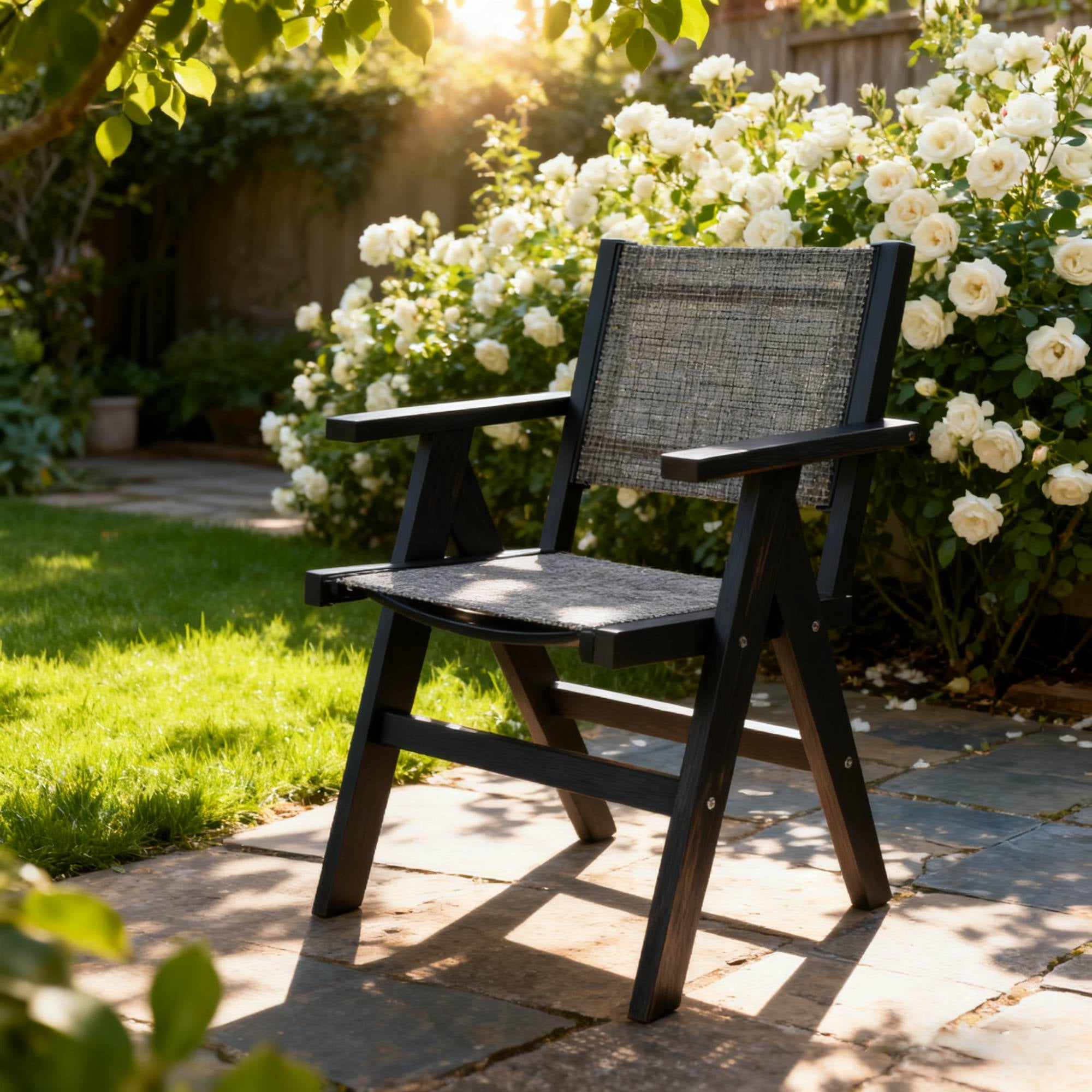 LiviNest Outdoor Lounge Chair: HIPS Wood-Like Material with Woven Seat ...