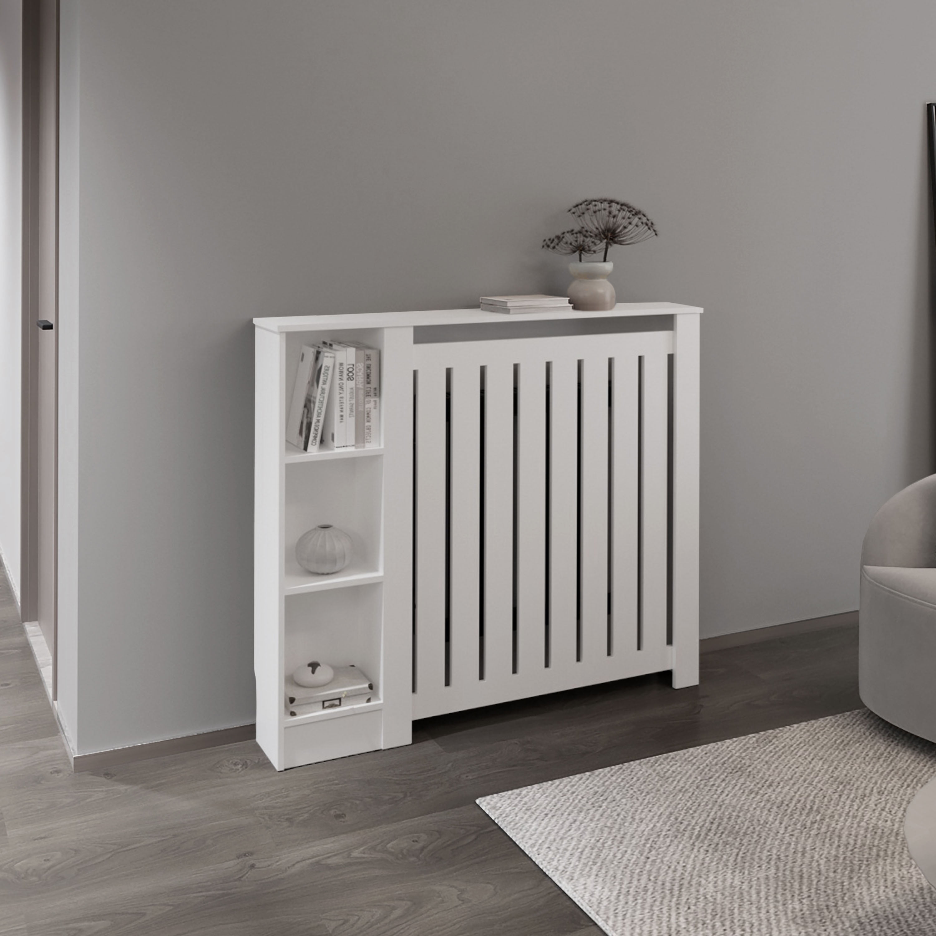 LiviNest Radiator Cover with Storage Shelves: Modern Heater Enclosure ...